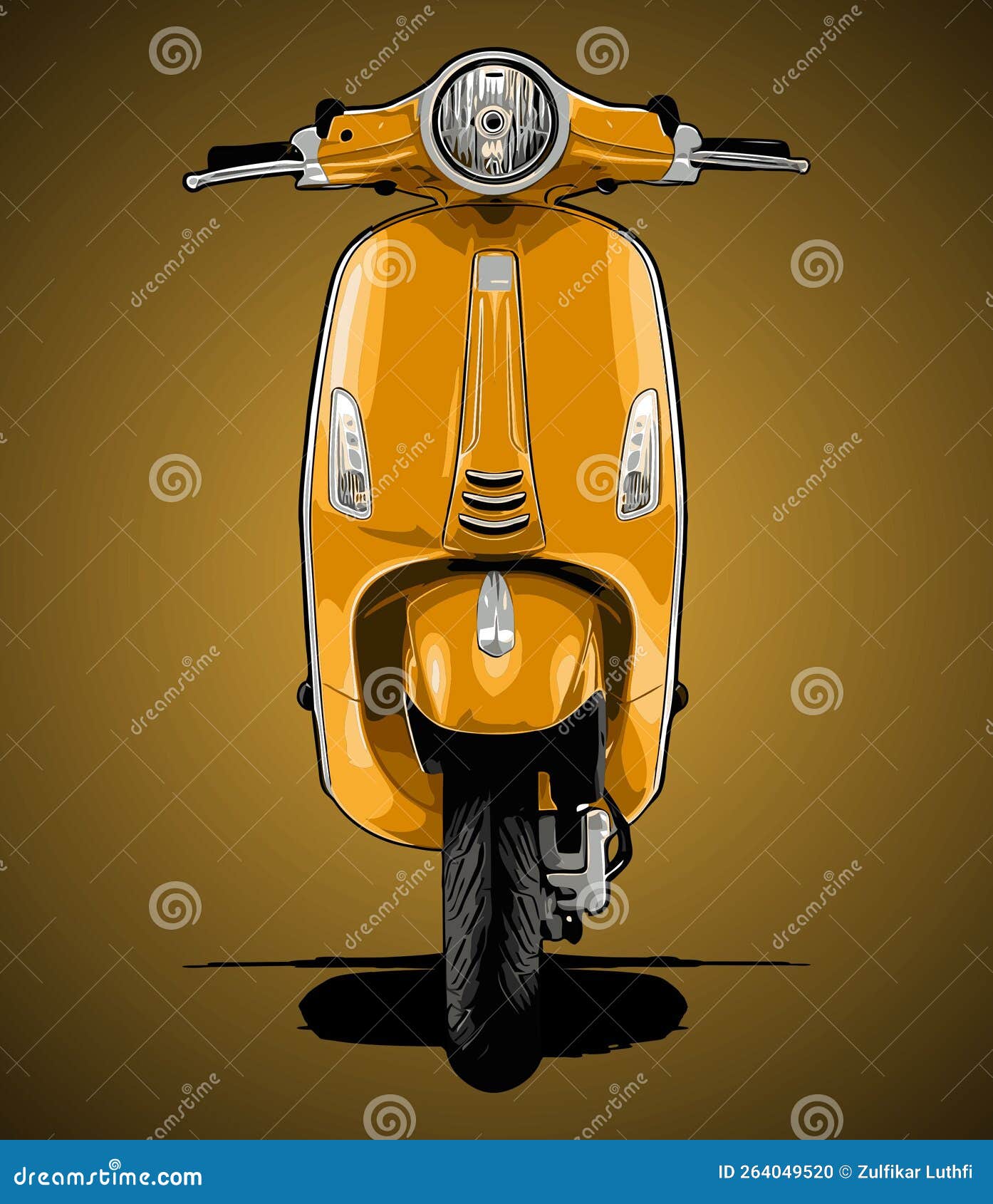 Yellow Automatic Scooter Front View Stock Vector - Illustration of ride ...