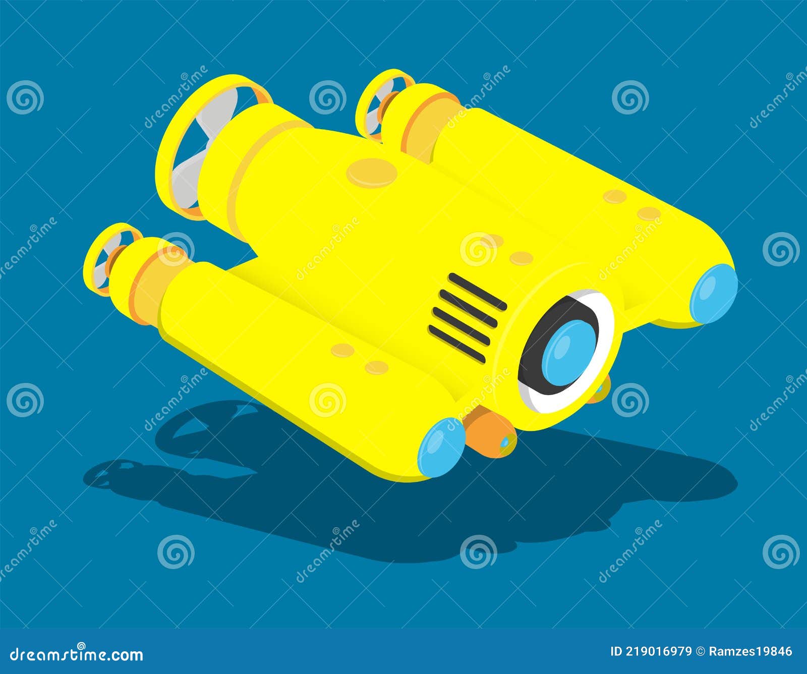 Yellow Autonomous Underwater Robot Drone for Seabed Exploration and ... Yellow Autonomous Underwater Robot Drone for Seabed Exploration and ...