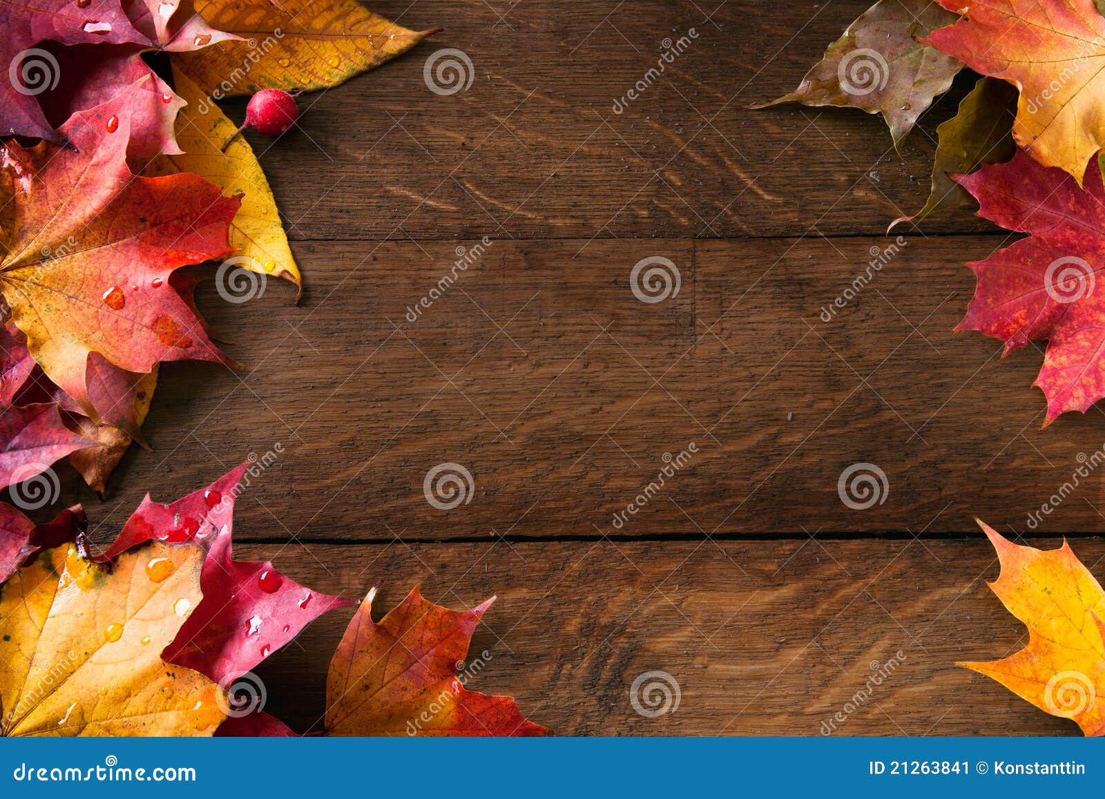 Yellow Autumn Leaves on Background Old Wood Stock Image - Image of ...