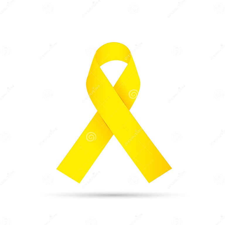 Yellow Awareness Ribbon On Gray Background Bone Cancer And Troops