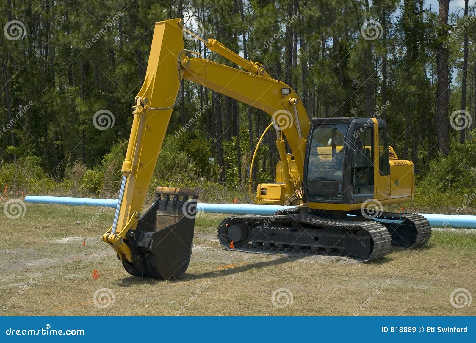 Yellow back hoe. stock image. Image of pipeline, yellow - 818889