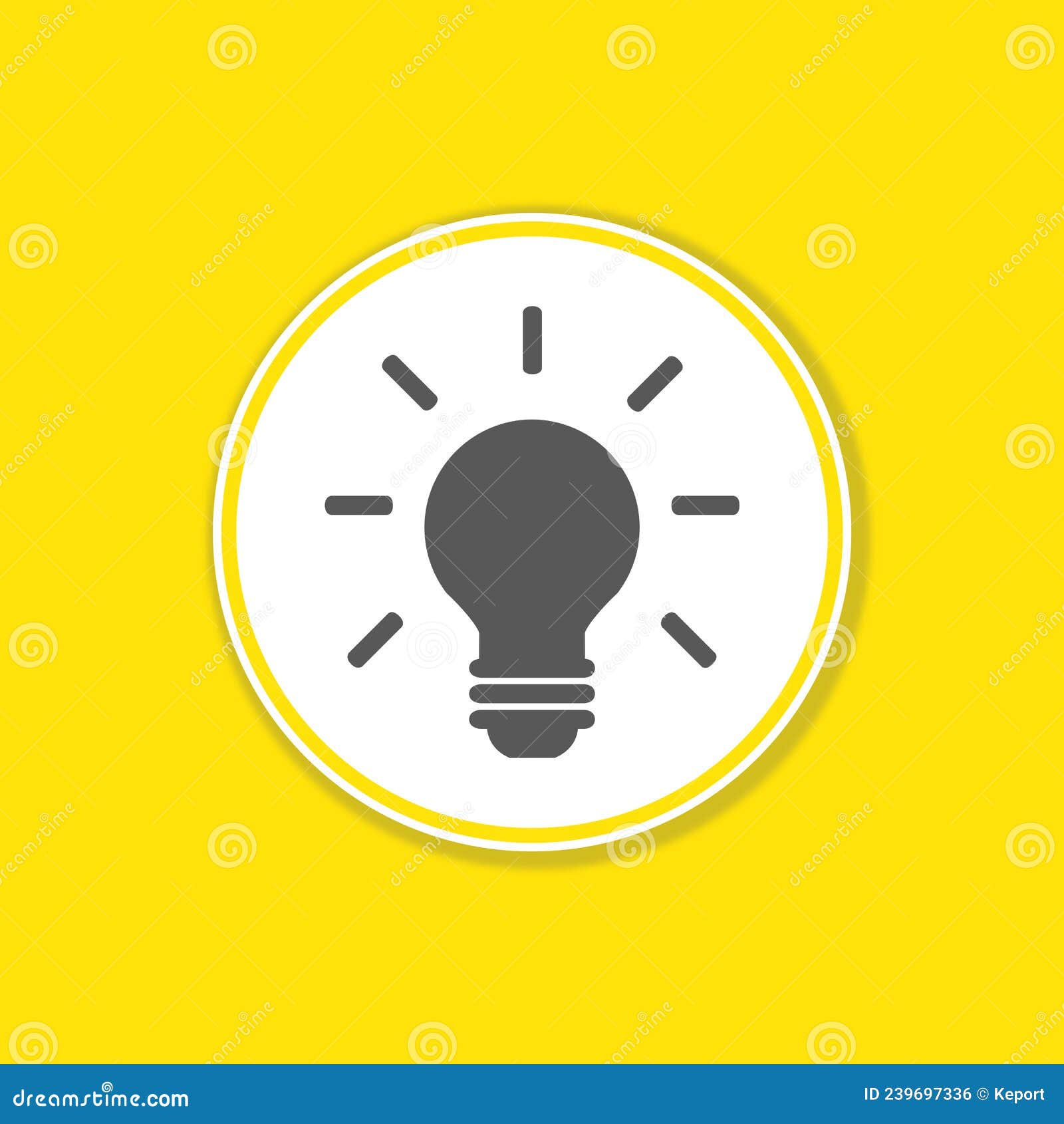 Lightbulb Icon in Circle on Yellow Background Stock Illustration ...