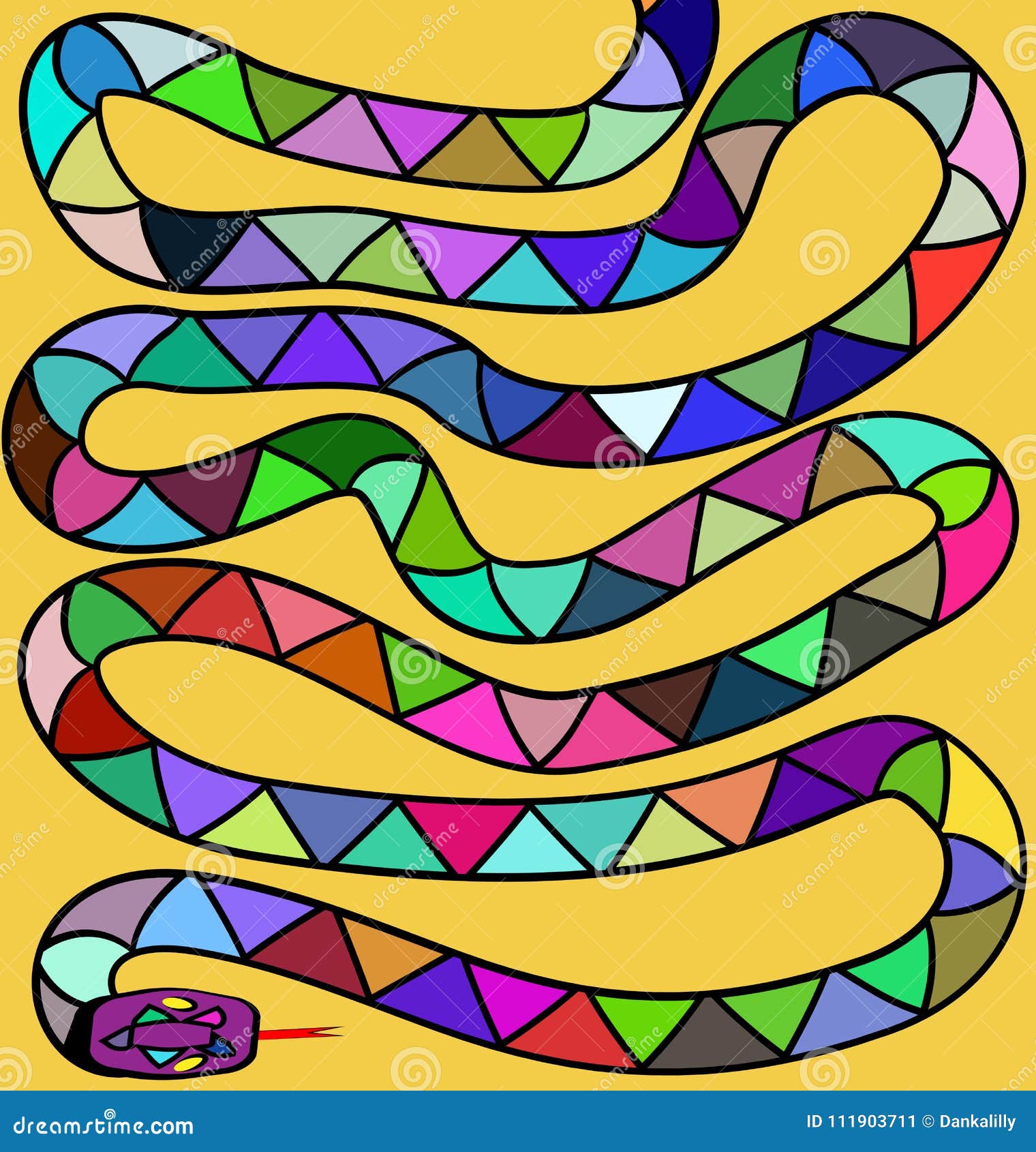 Yellow Background and Colored Snake Stock Vector - Illustration of ...