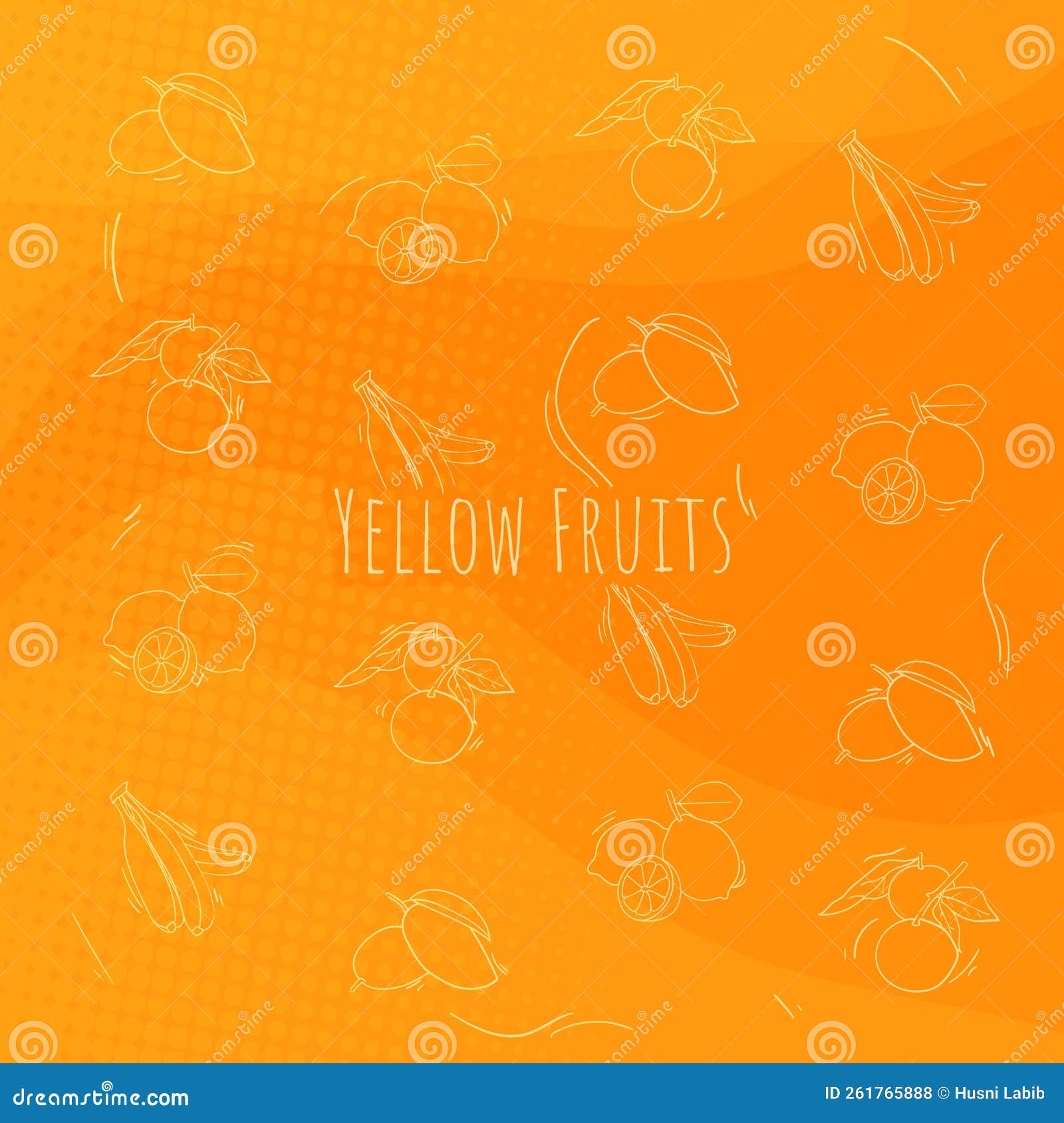 Yellow Background Design with Print Pattern of Fruits Design for Fruit ...