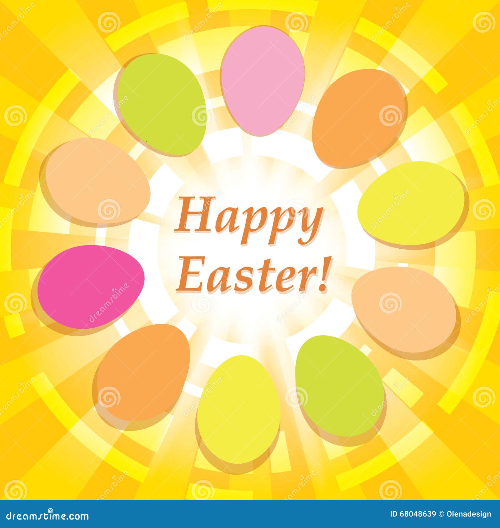 Yellow Background with Easter Eggs - Vector Happy Easter Stock Vector ...