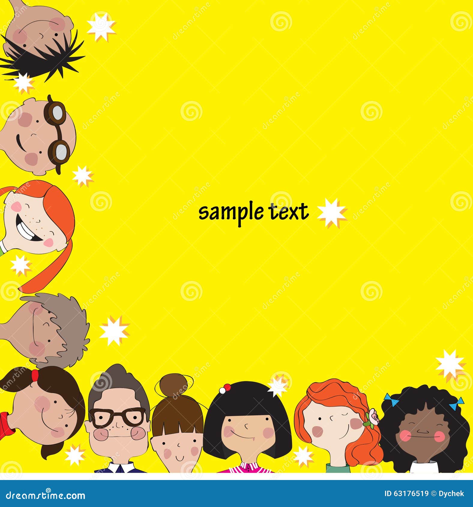 Yellow Background With Fun Kids. Cartoon Vector | CartoonDealer.com ...
