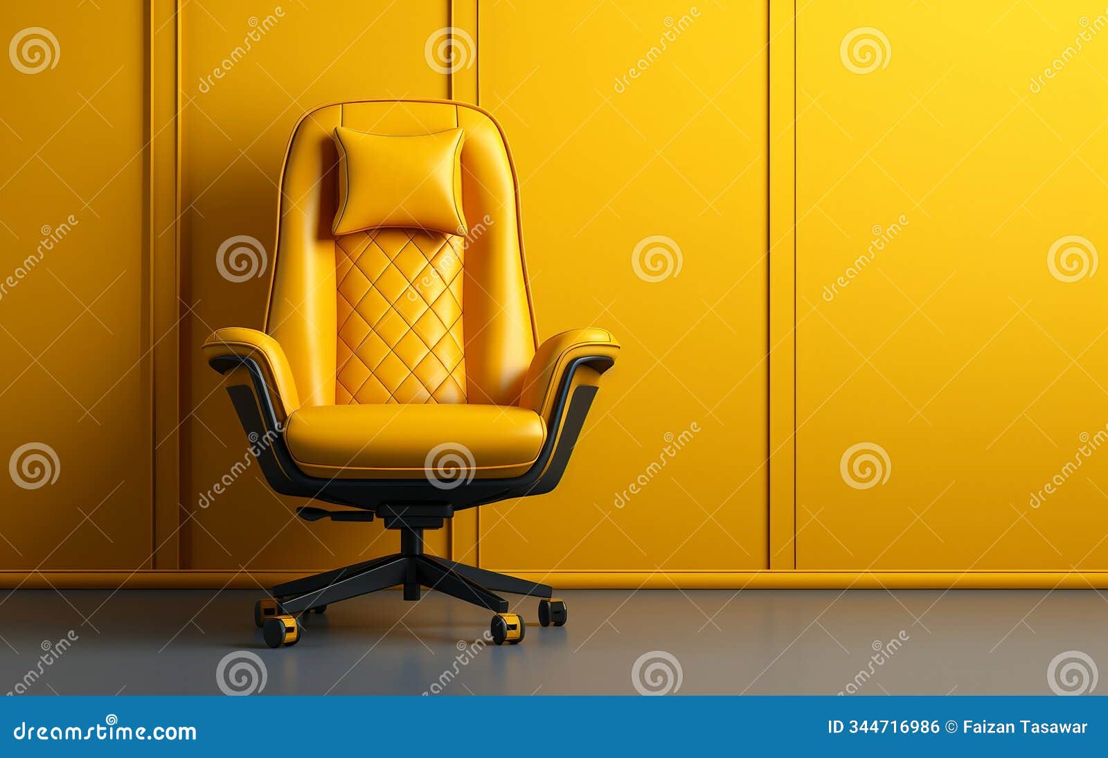 Yellow Background with Gaming Chair Wall Display Stock Illustration ...