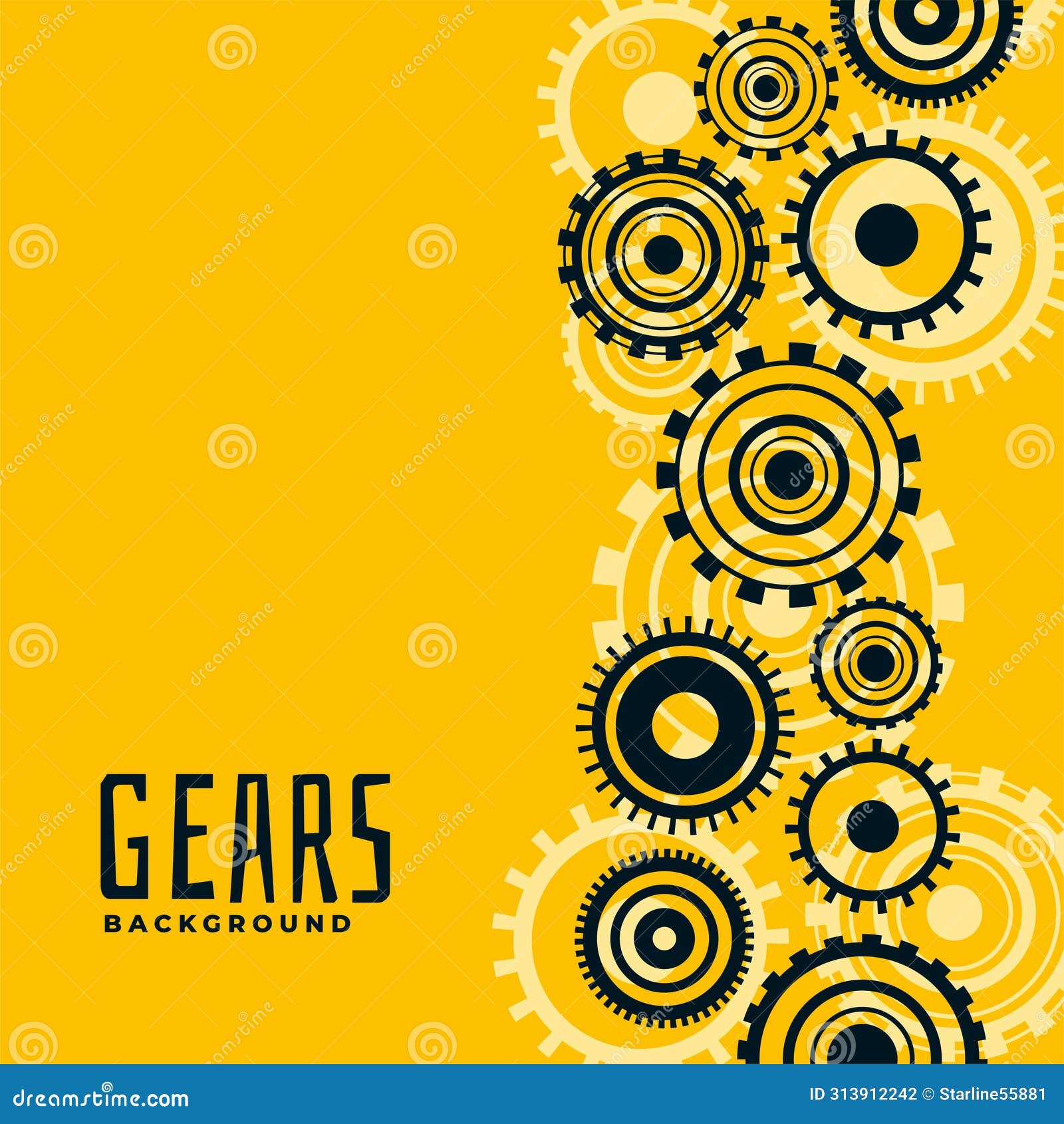 Yellow Background with Gears and Cog Wheels Stock Vector - Illustration ...
