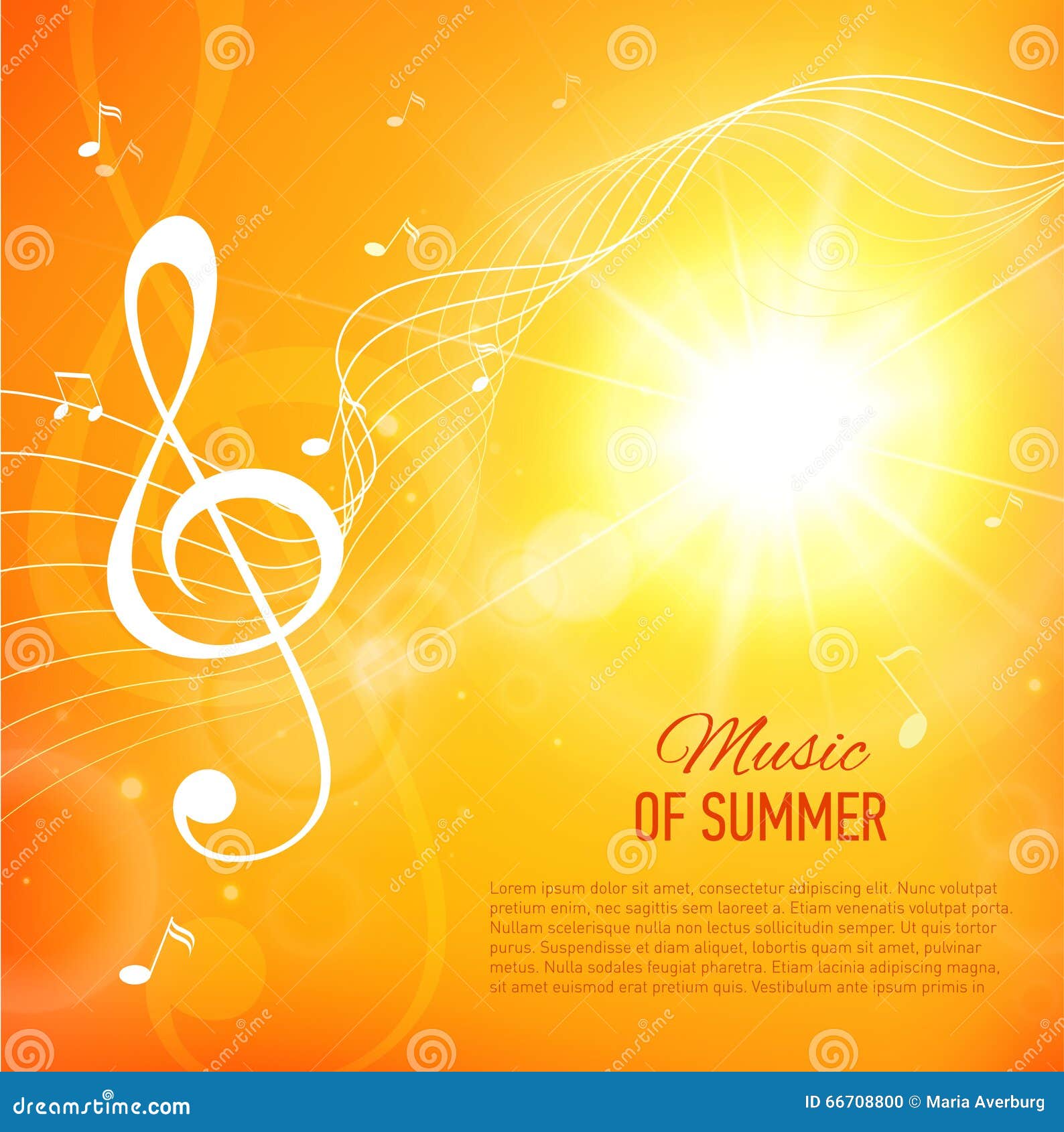 Yellow Background with Music Notes and Key. Flare. Stock Illustration ...
