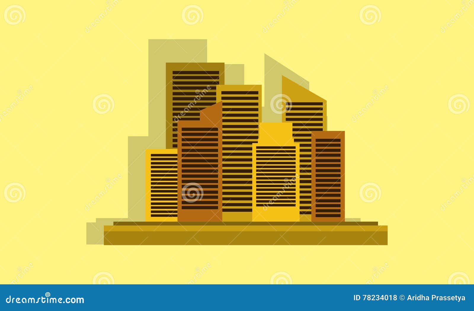 Yellow Backgrounds Town Icon Vector Flat Stock Vector - Illustration of ...