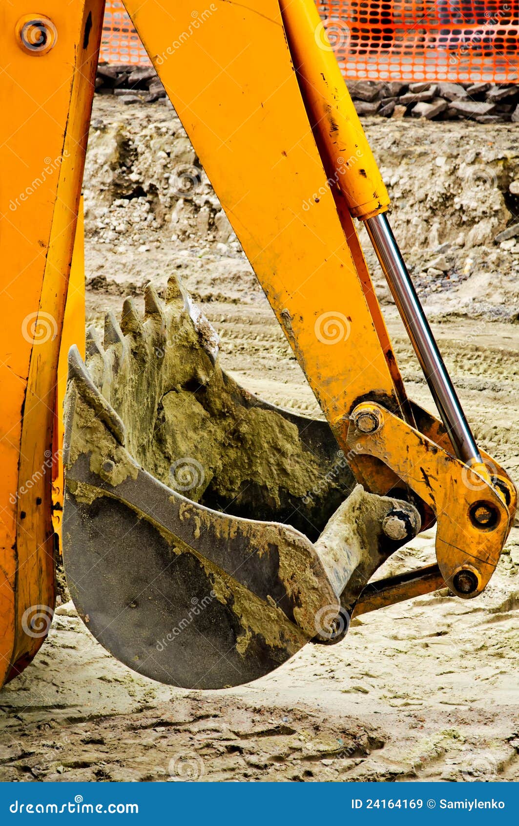 Yellow backhoe claw bucket stock image. Image of backhoe - 24164169