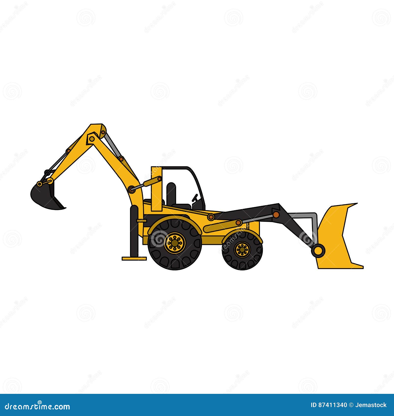 Yellow backhoe icon image stock vector. Illustration of industry - 87411340