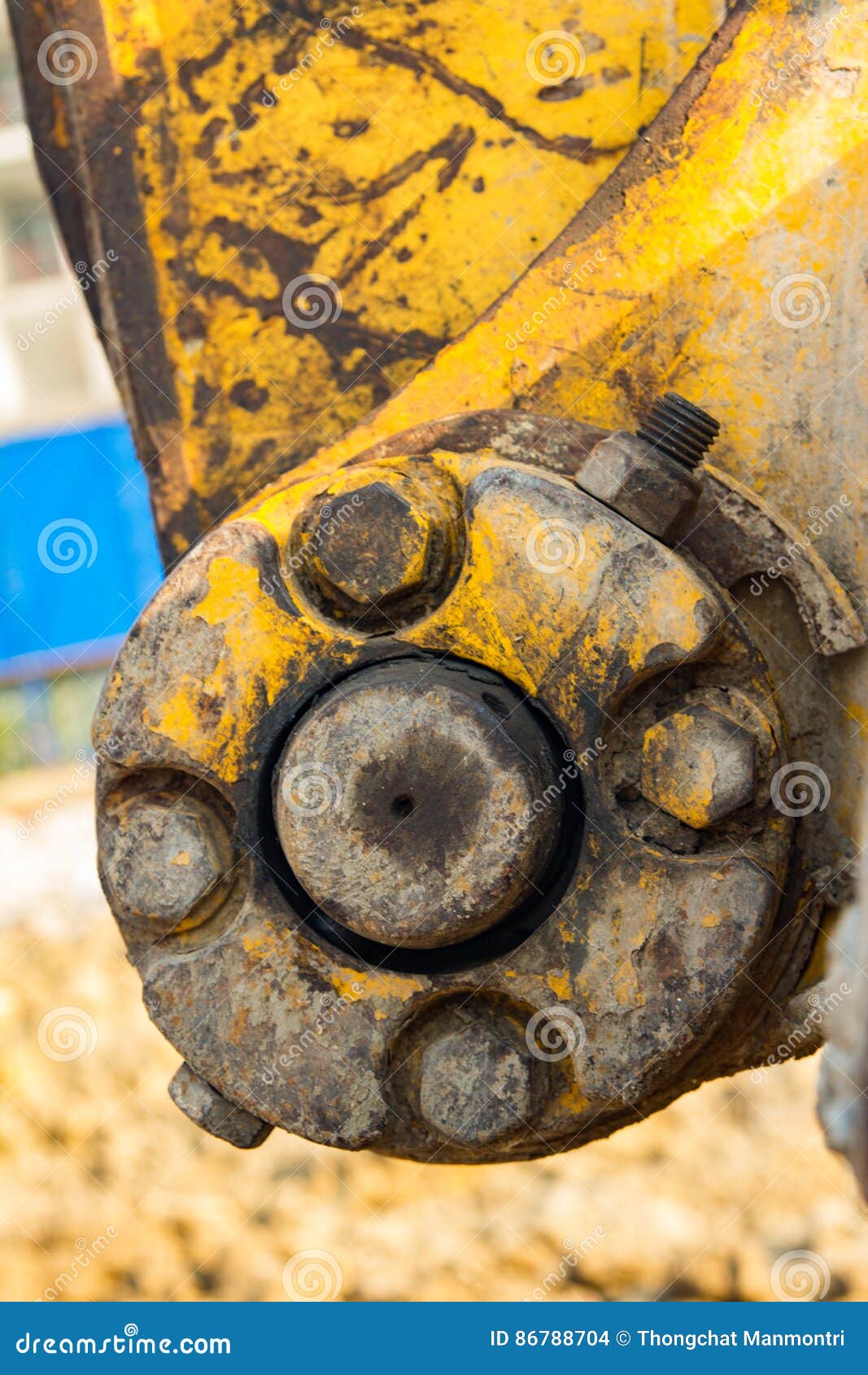 Yellow Backhoe Loader on Construction Site and Work Stock Photo - Image ...