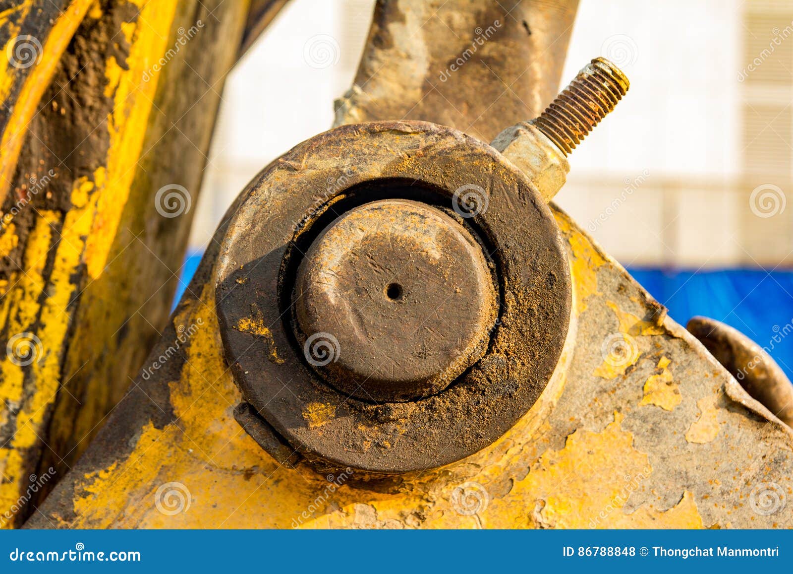 Yellow Backhoe Loader on Construction Site and Work Stock Photo - Image ...