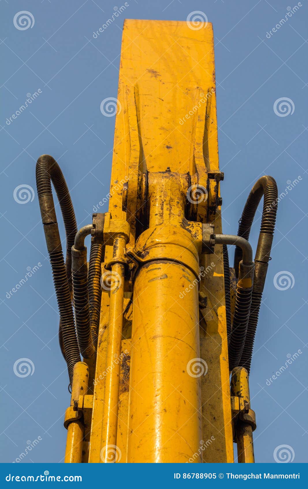 Yellow Backhoe Loader on Construction Site and Work Stock Image - Image ...