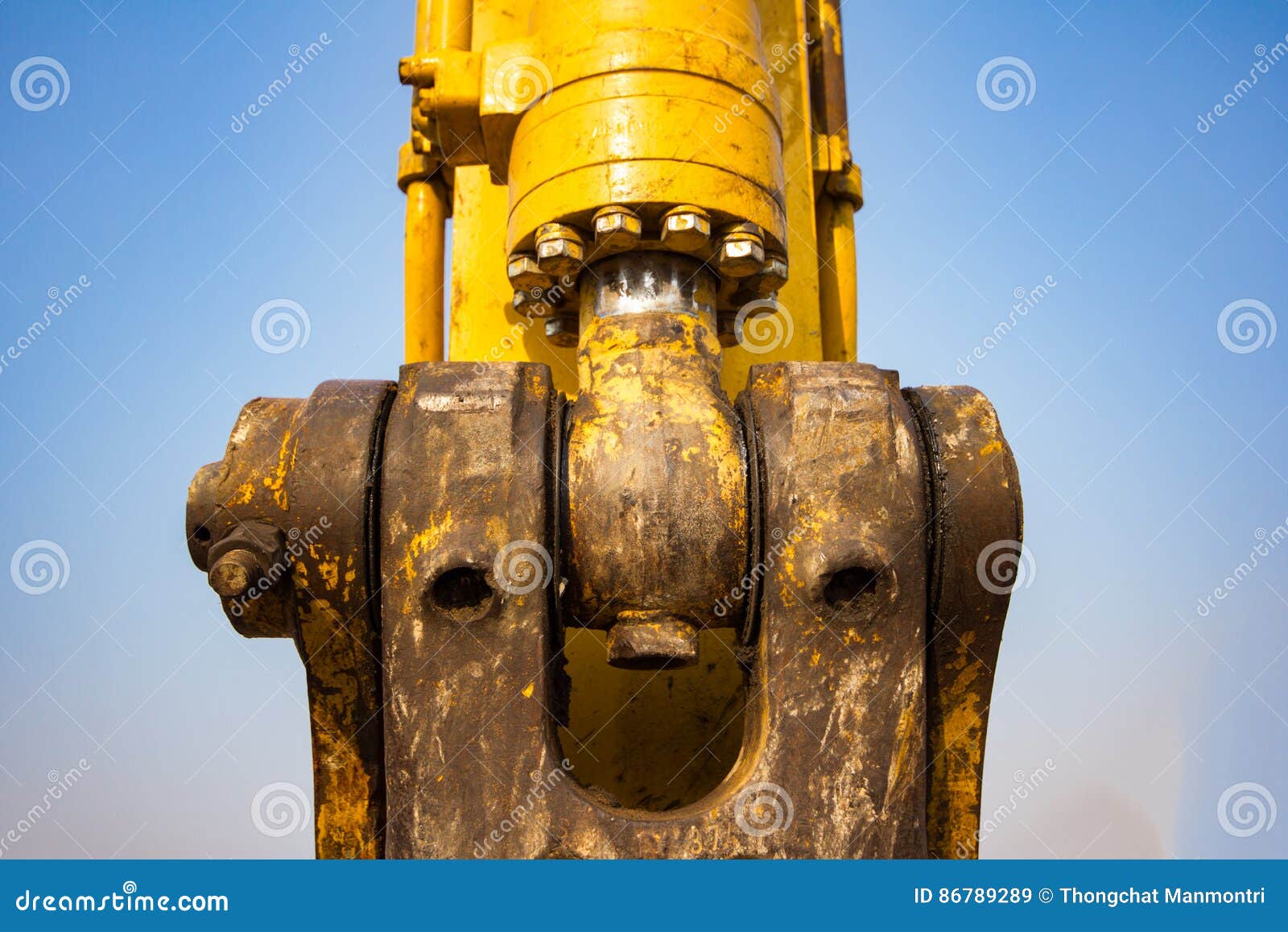 Yellow Backhoe Loader on Construction Site and Work Stock Image - Image ...