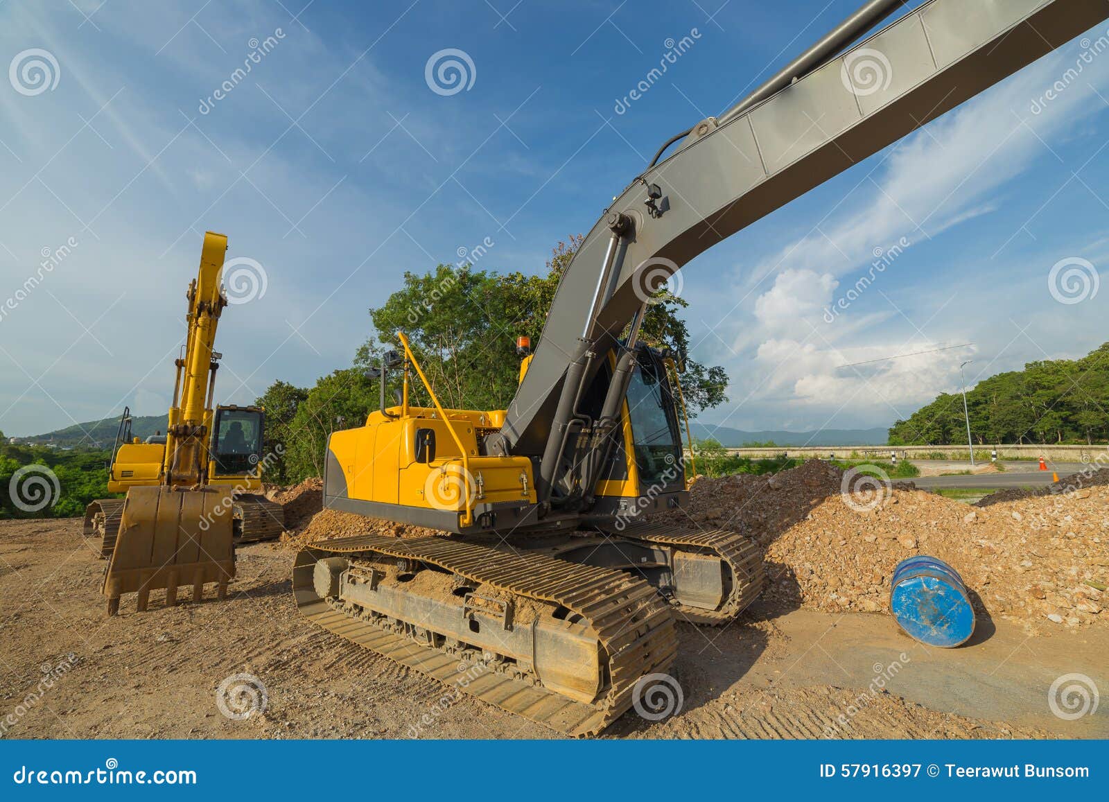 Yellow Backhoe photo stock image. Image of backhoe, machine - 57916397
