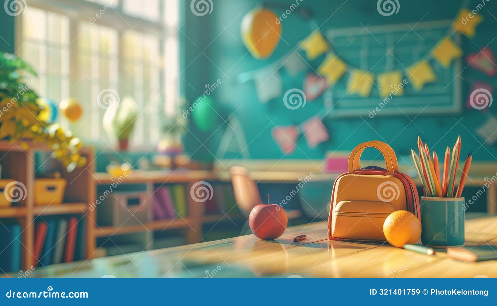 Yellow Backpack with Apple. Back To School Concept Stock Image - Image ...