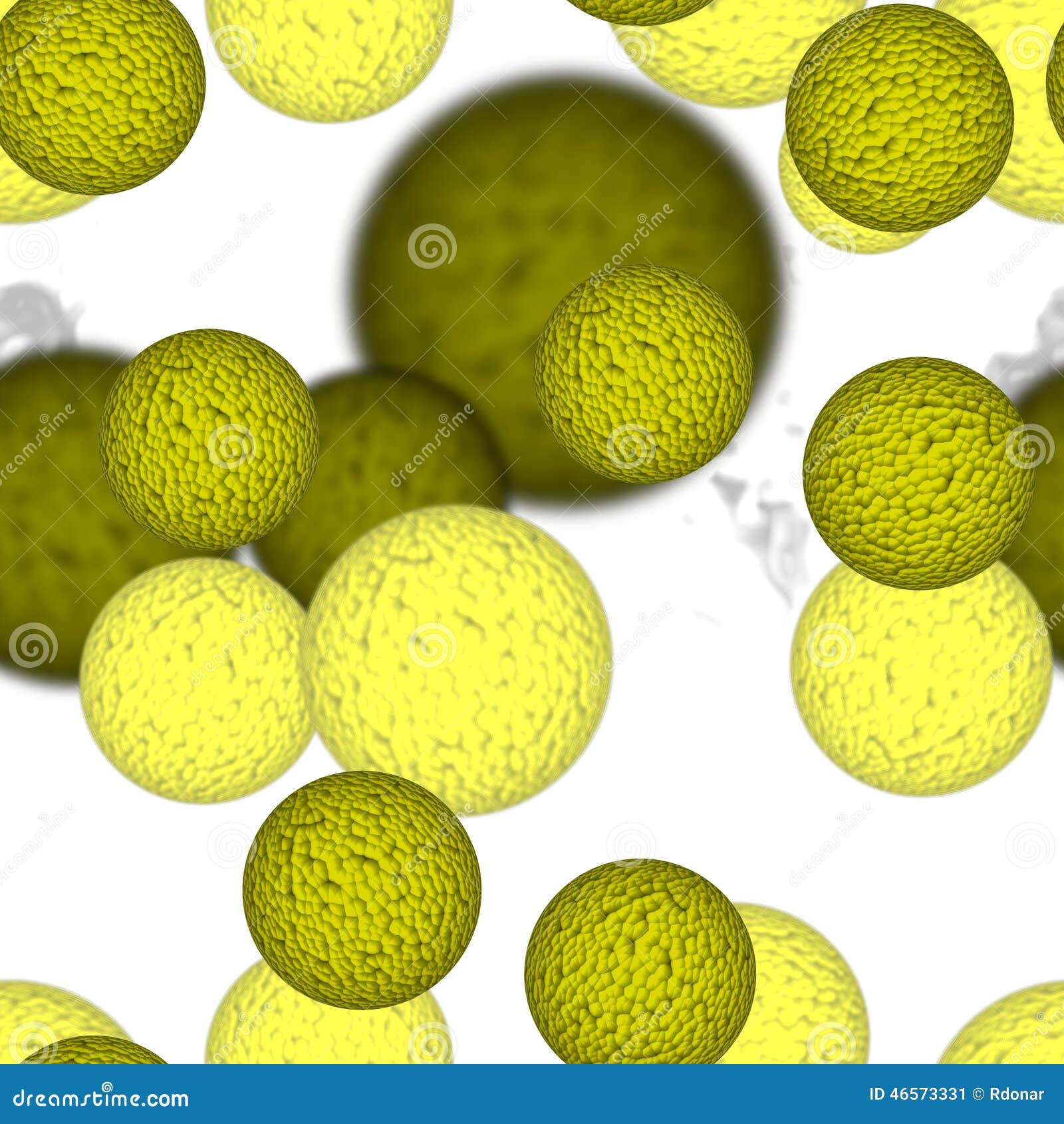 Yellow Bacteria or Virus Spheres in White Space, Generated Texture ...