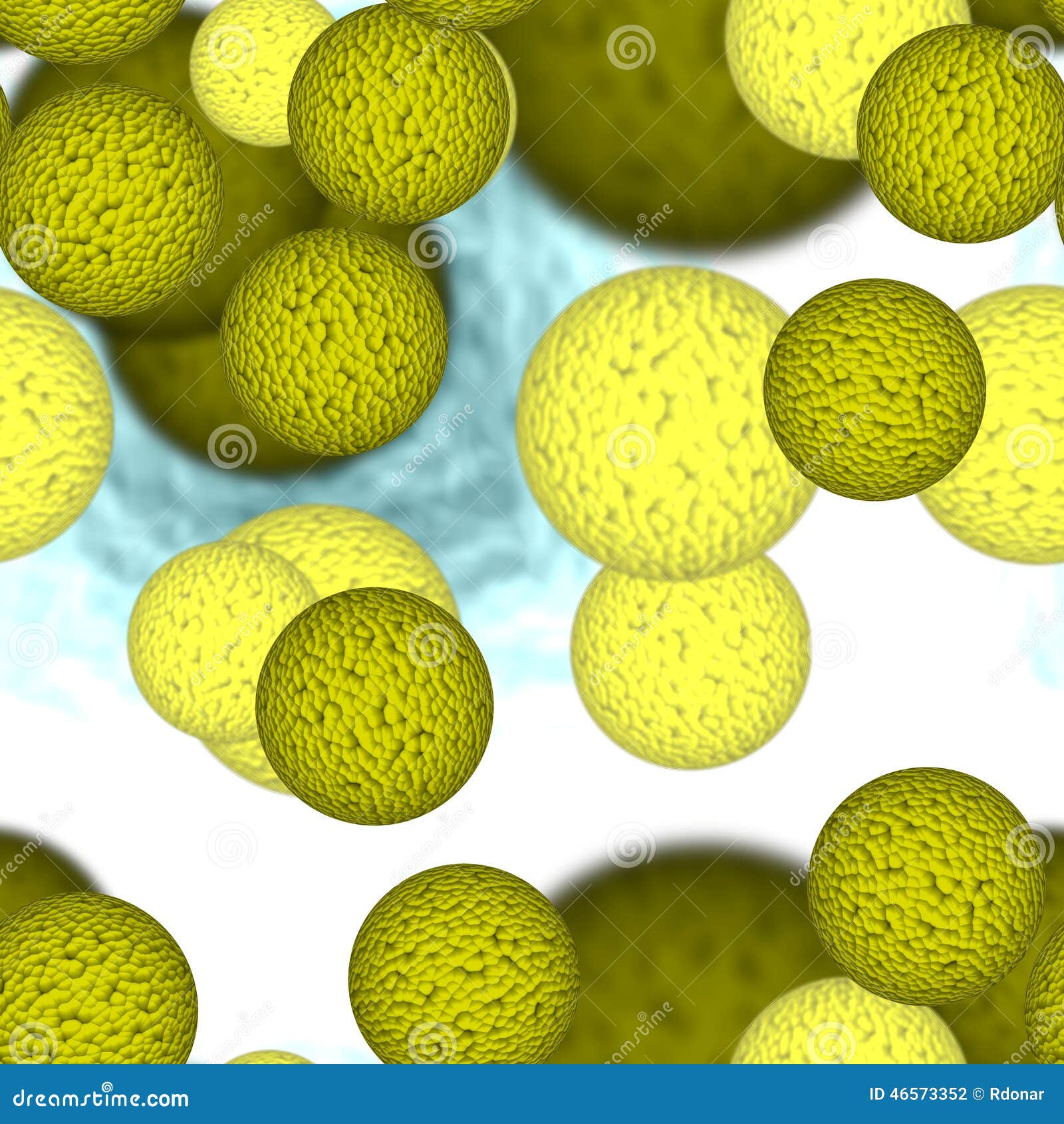 Yellow Bacteria or Virus Spheres in White Space, Generated Texture ...