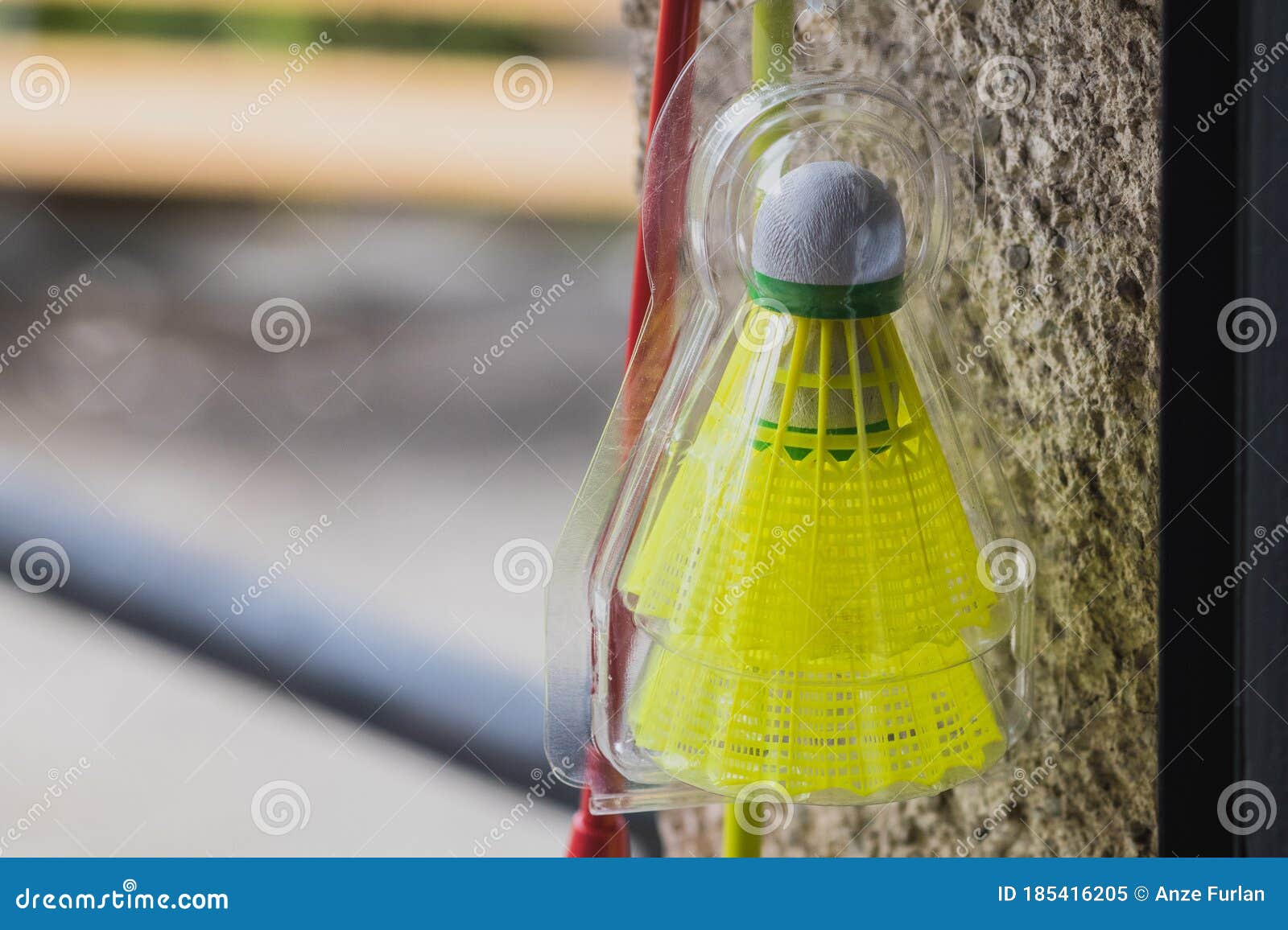 Yellow badminton ball stock image. Image of isolated - 185416205