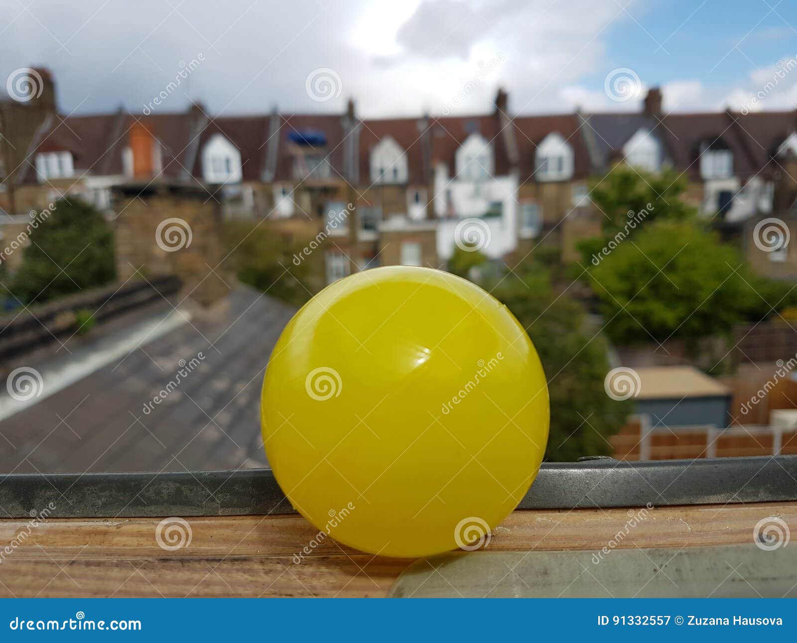 Yellow ball stock image. Image of house, yellow, city - 91332557