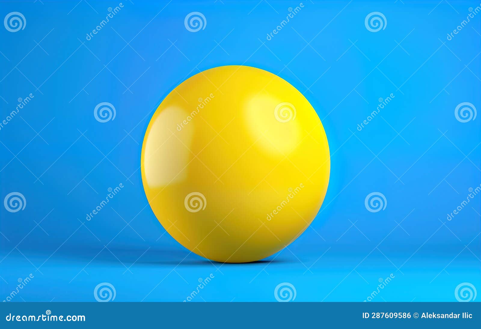 Yellow Ball on Blue Background. Generative Ai Stock Illustration ...
