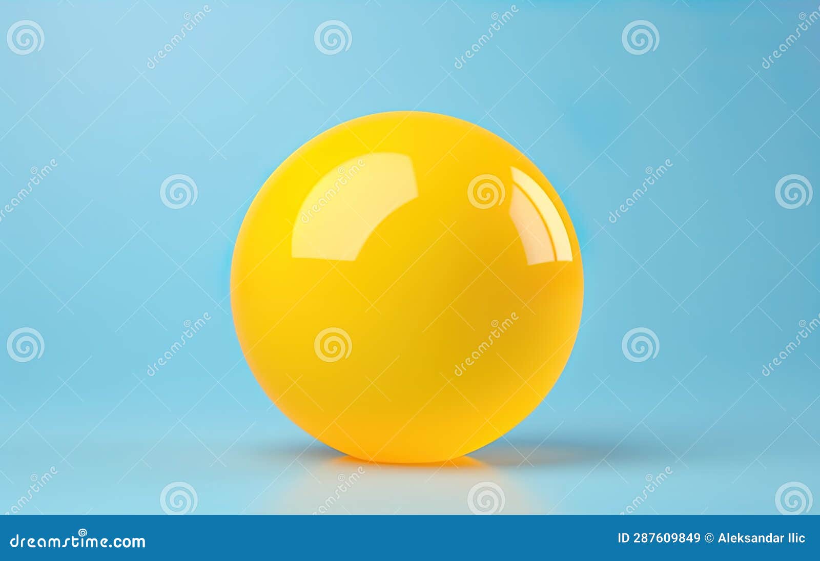 Yellow Ball on Blue Background. Generative Ai Stock Illustration ...