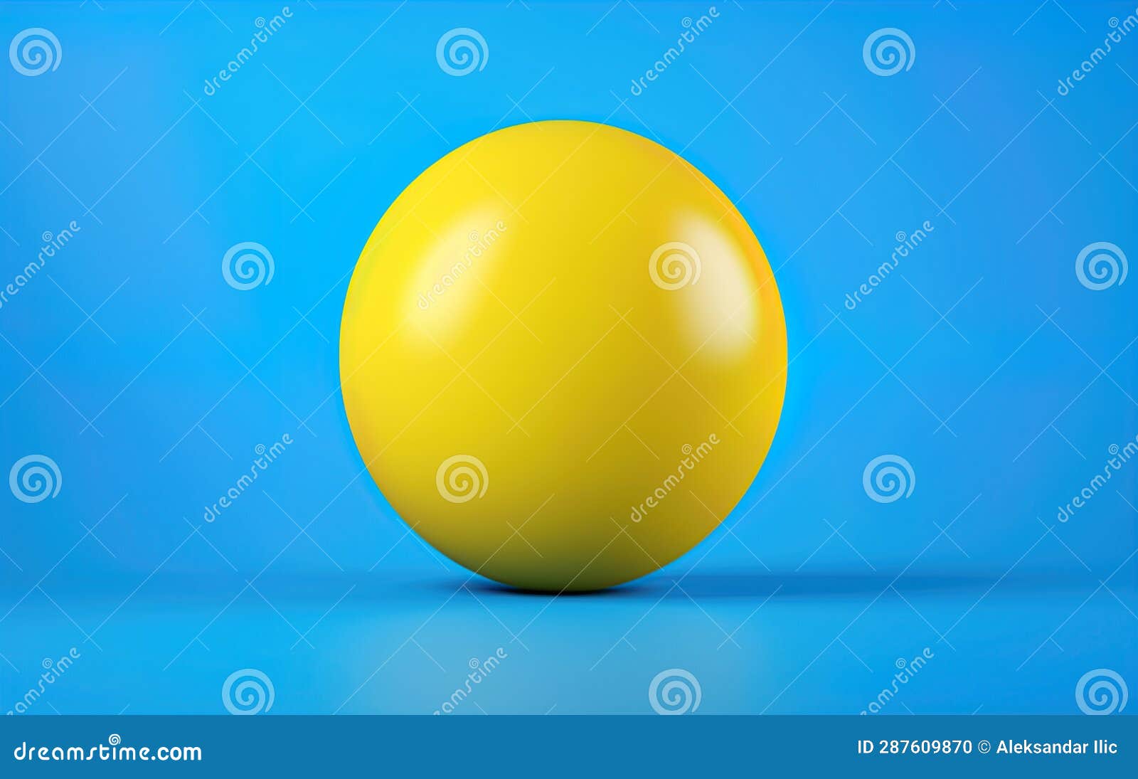 Yellow Ball on Blue Background. Generative Ai Stock Illustration ...