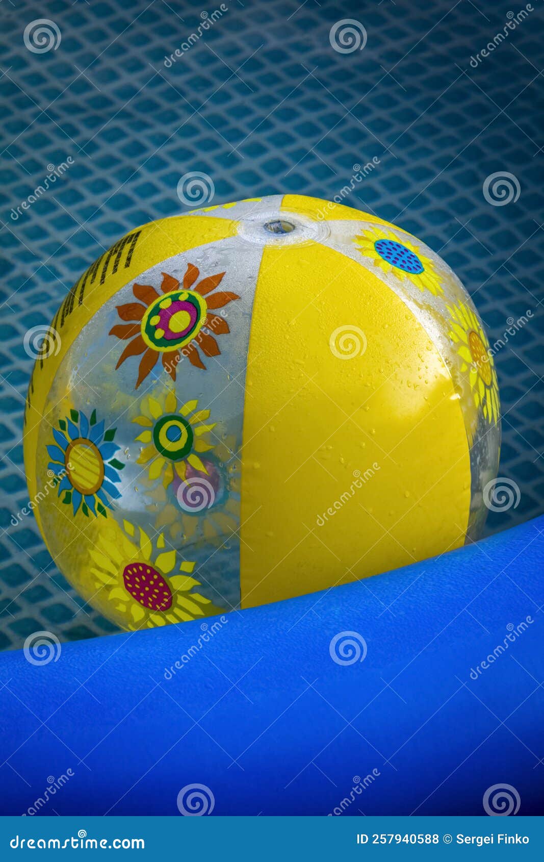 Yellow Ball in the Blue Pool Stock Photo - Image of bright, blue: 257940588