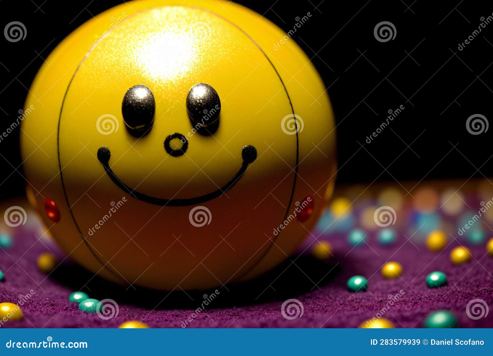A Yellow Ball with a Smiley Face Drawn on it. Generative AI Stock ...