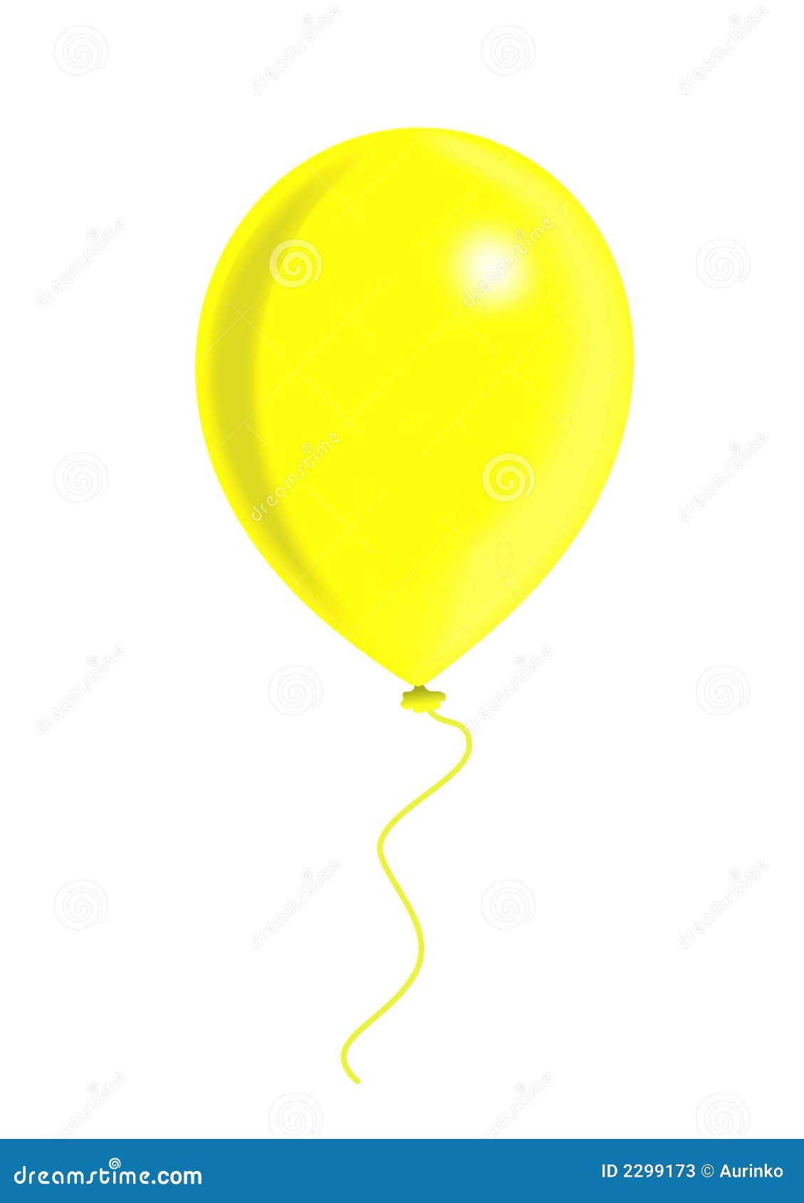 Yellow Balloon Isolated On White Background With Ribbon Rope Royalty ...