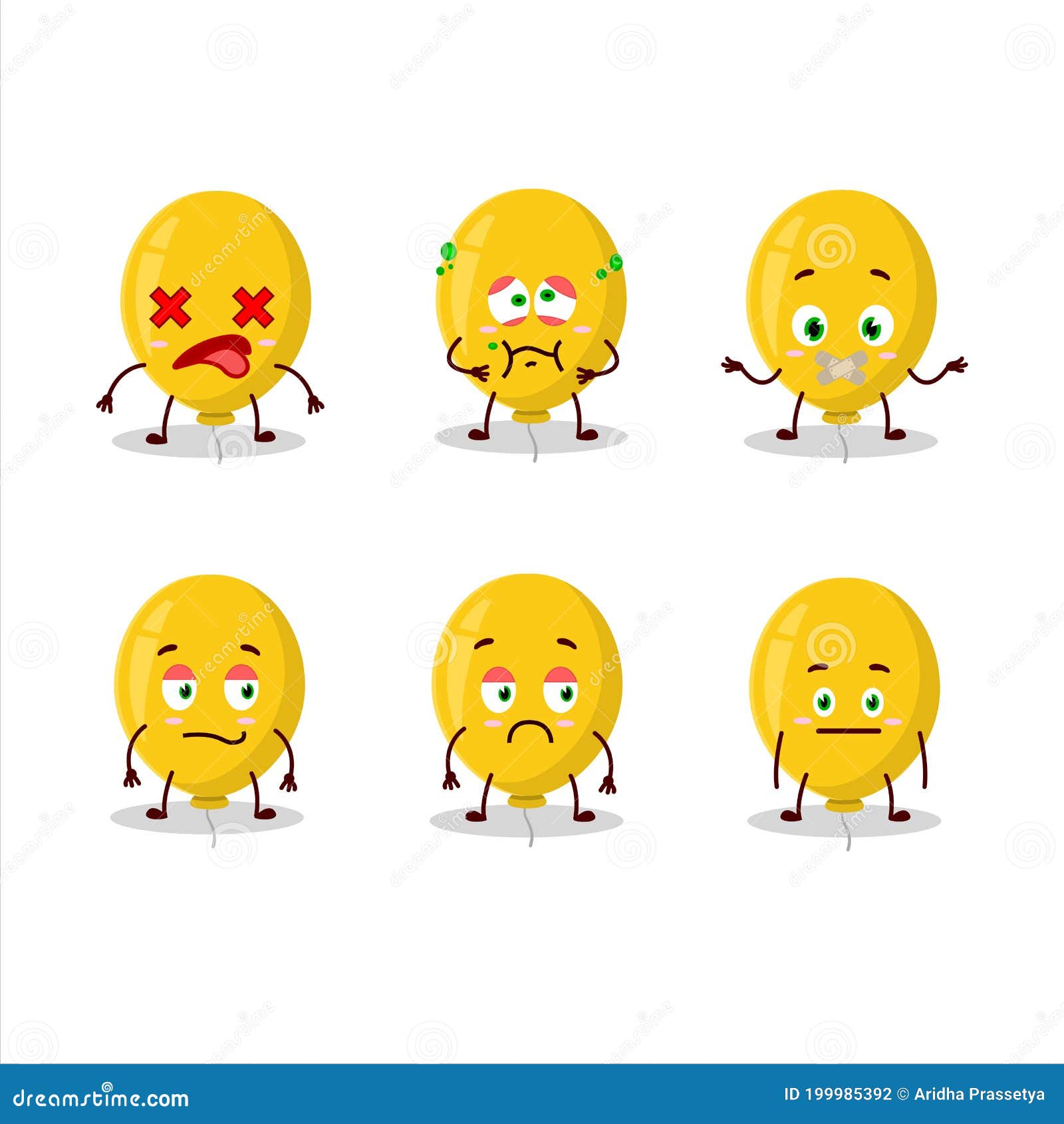 Yellow Balloon Cartoon Character with Nope Expression Stock Vector ...