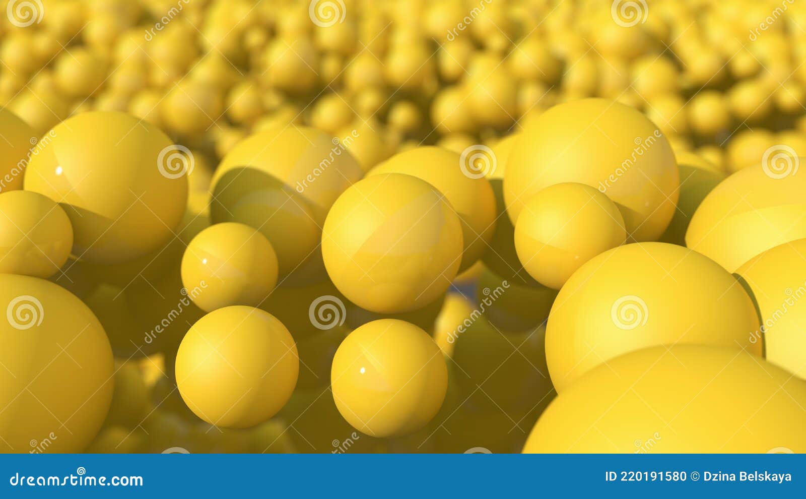 Yellow Balls Flying. Abstract Illustration, 3d Render, Close-up Stock ...
