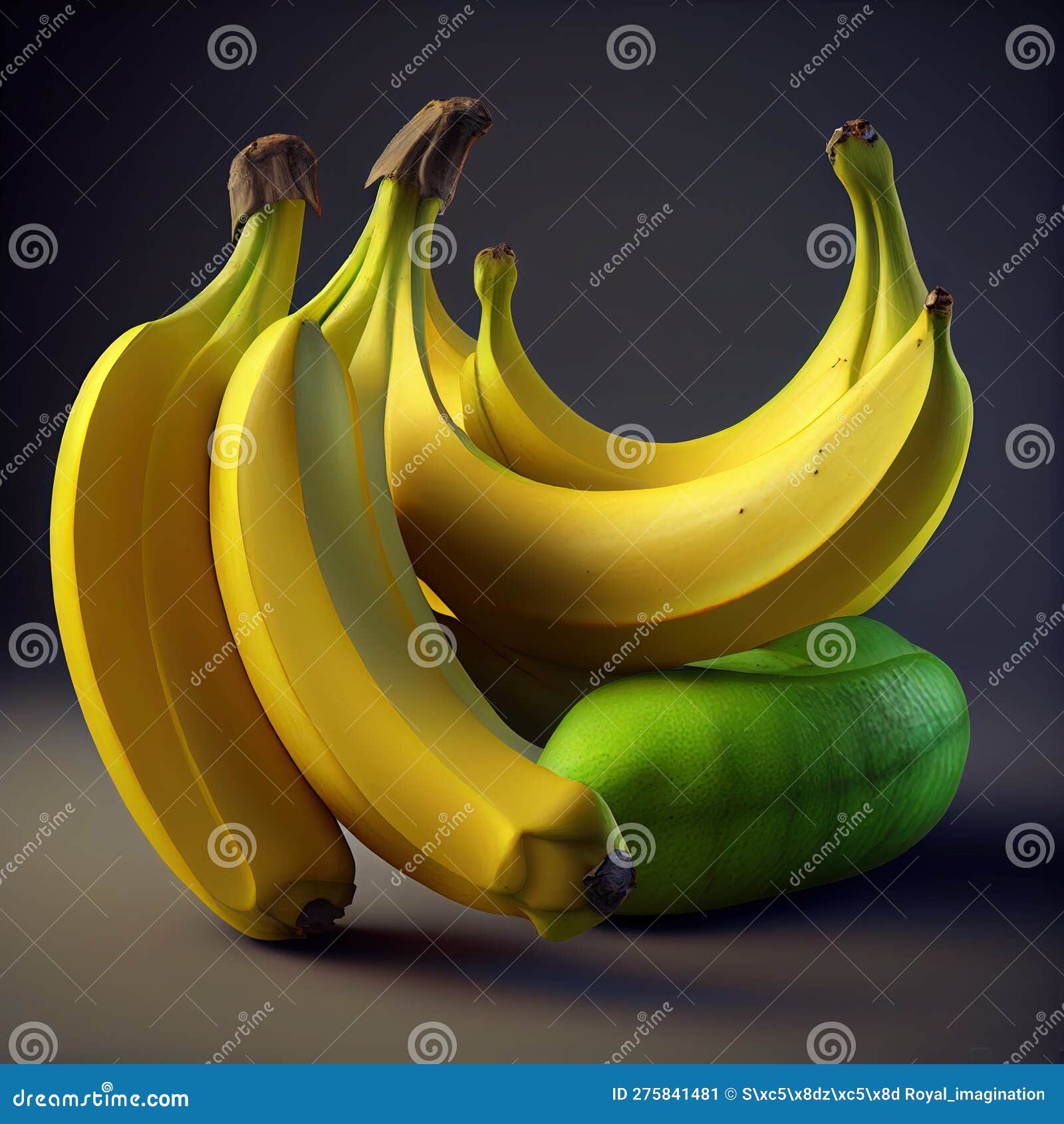 Yellow Banana of the Canary Islands in Bunch with Shell - Generate ...