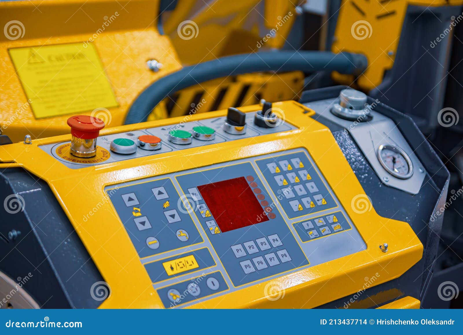 Yellow Band Saw Control Panel. Control Buttons on the Industrial Panel ...