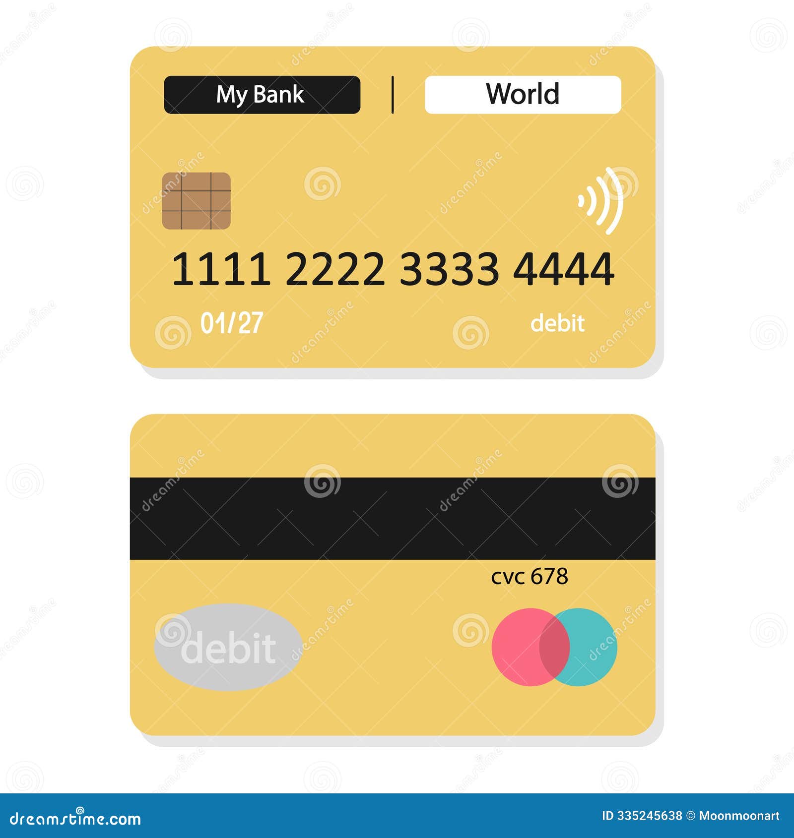 Yellow Bank Card. Vector Illustration Stock Illustration - Illustration ...