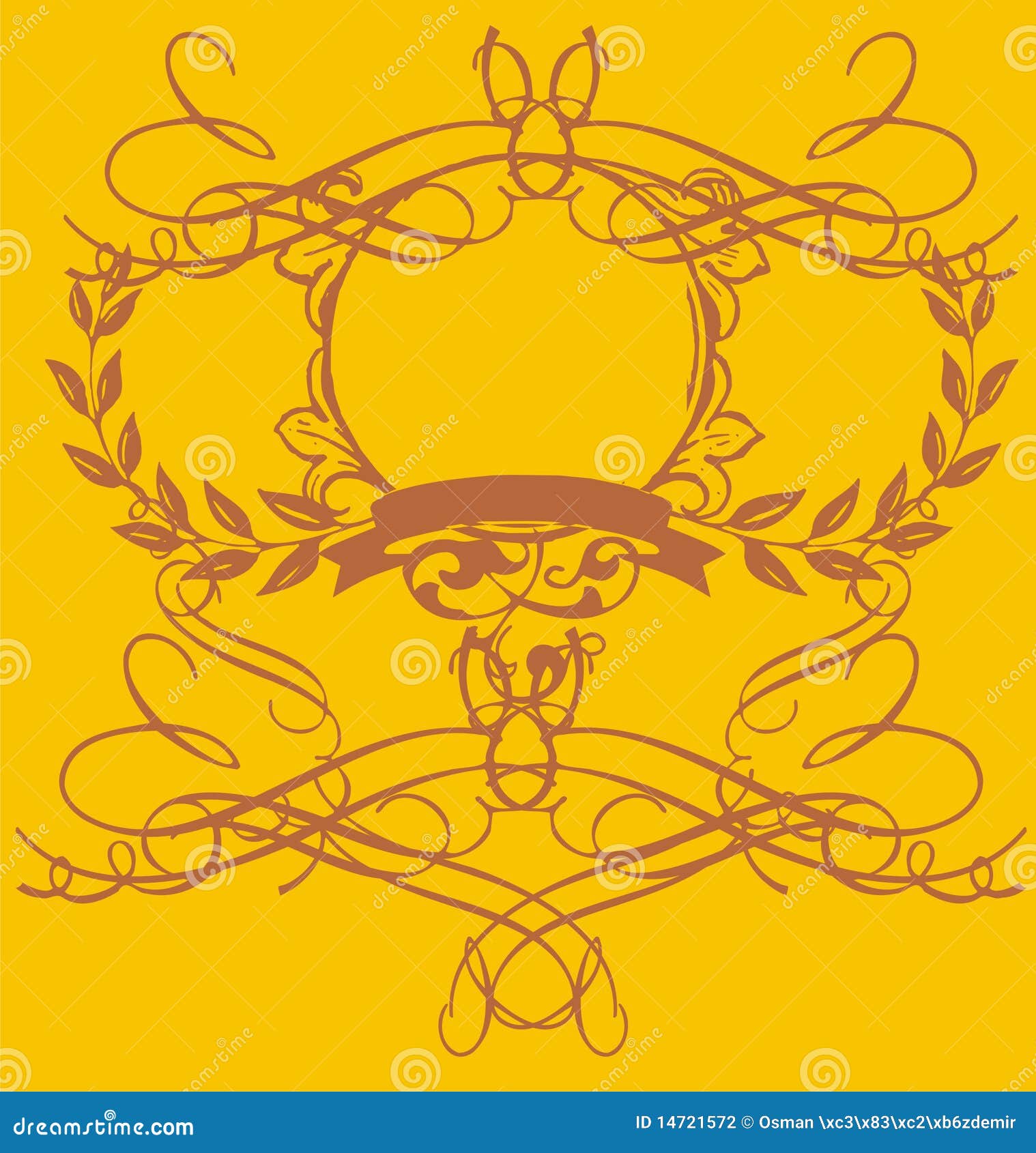 Yellow baroque stock vector. Illustration of brown, frame - 14721572