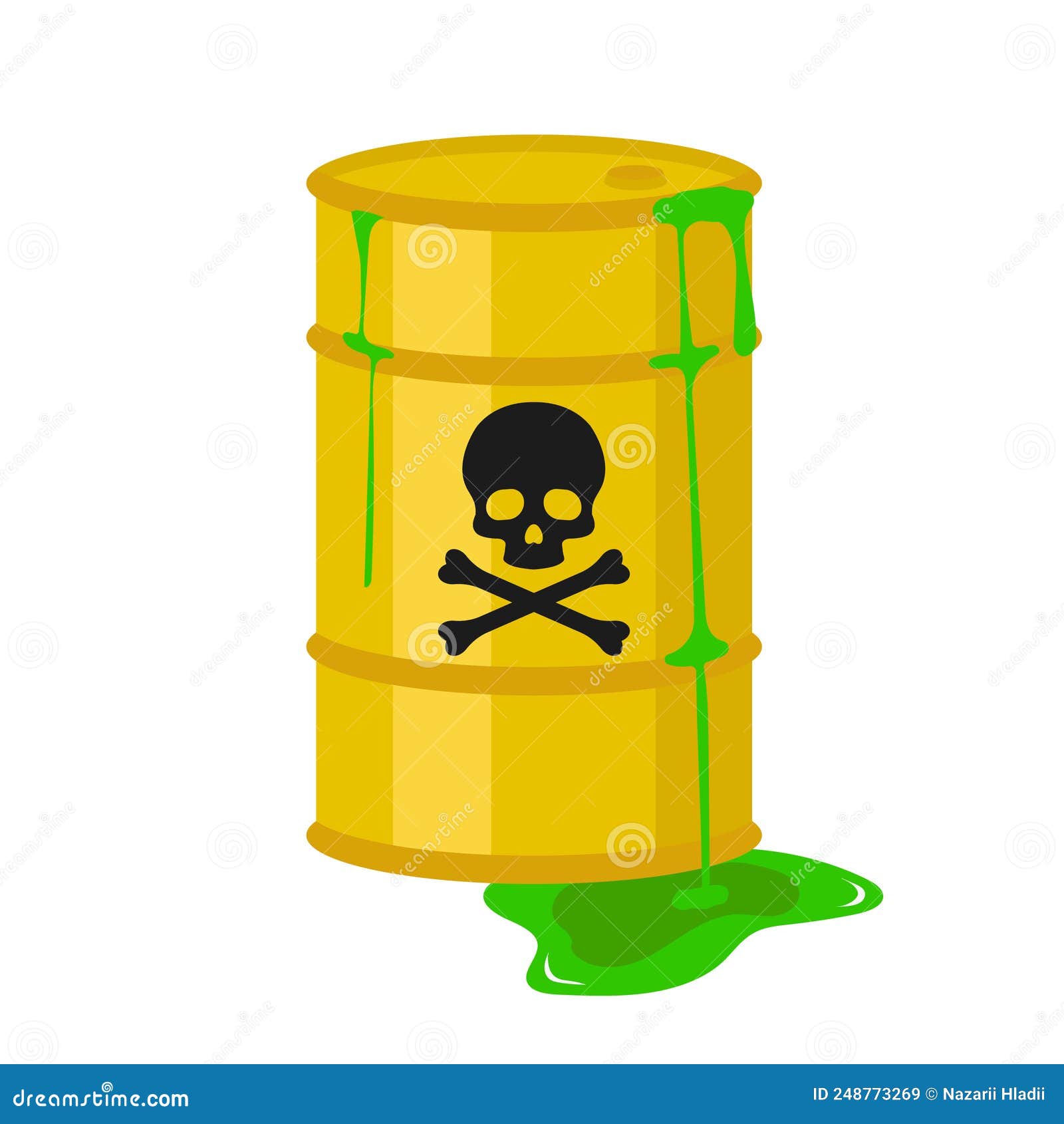 Yellow Barrel of Biohazard Waste. Skull and Bones Sign. Stock Vector ...