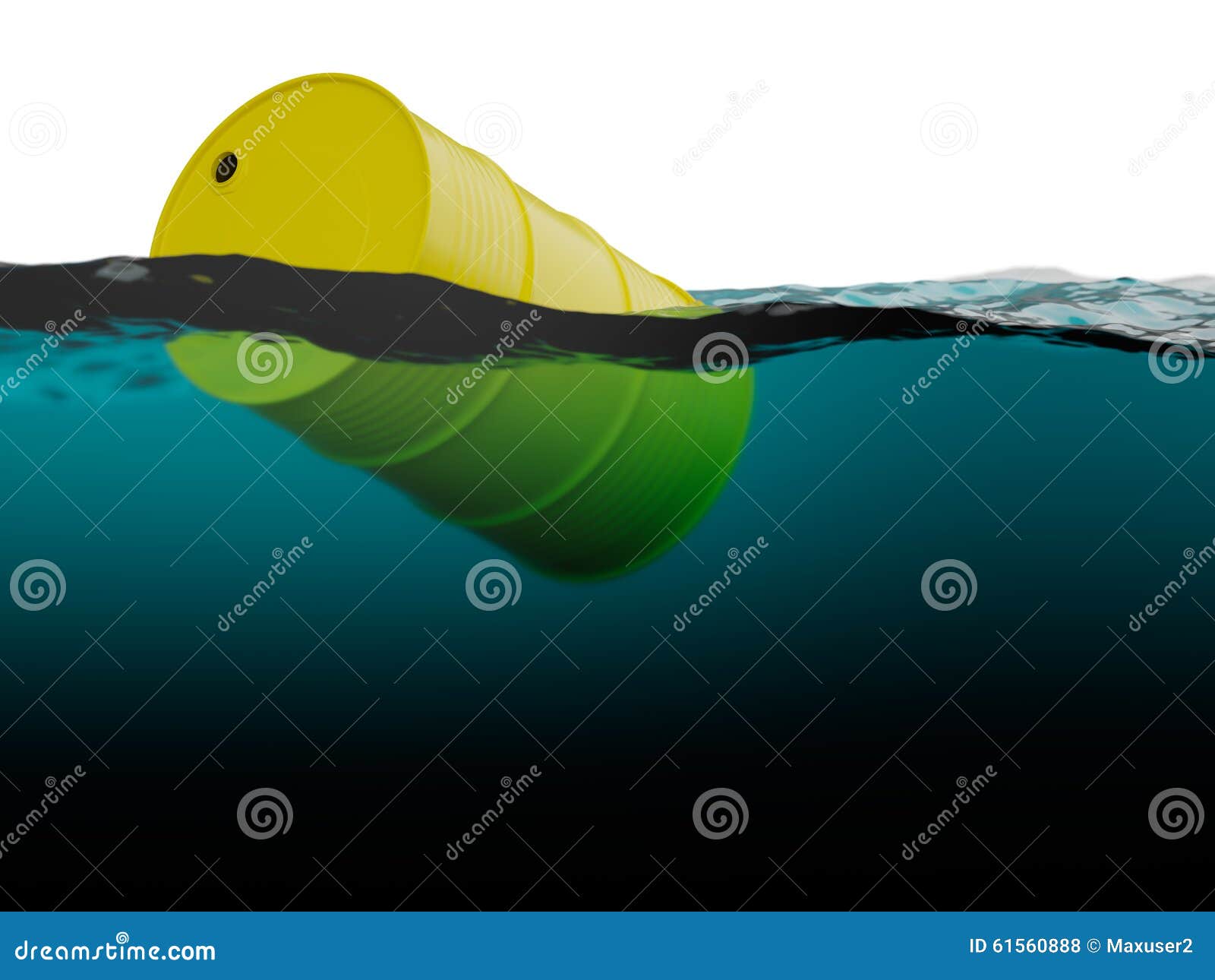 Yellow Barrel Floating on the Waves Stock Illustration - Illustration ...