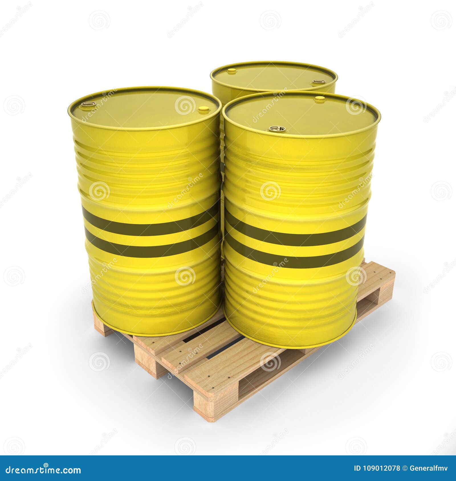 Yellow barrels on a pallet stock illustration. Illustration of storage ...