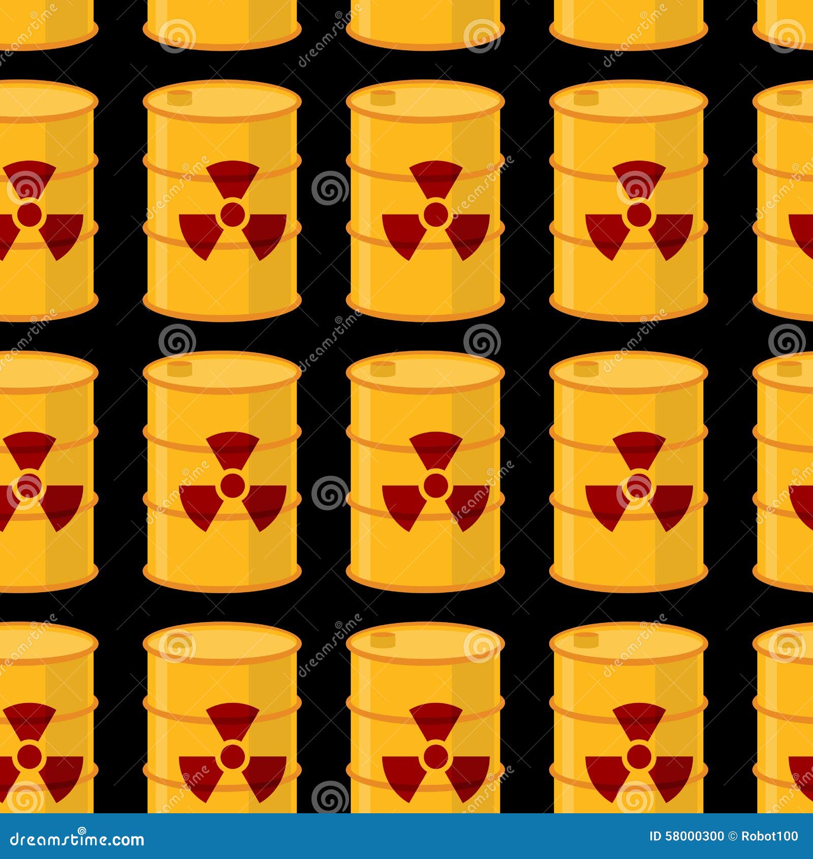 Yellow Barrels of Radioactive Substance Seamless Pattern. Vector Stock ...