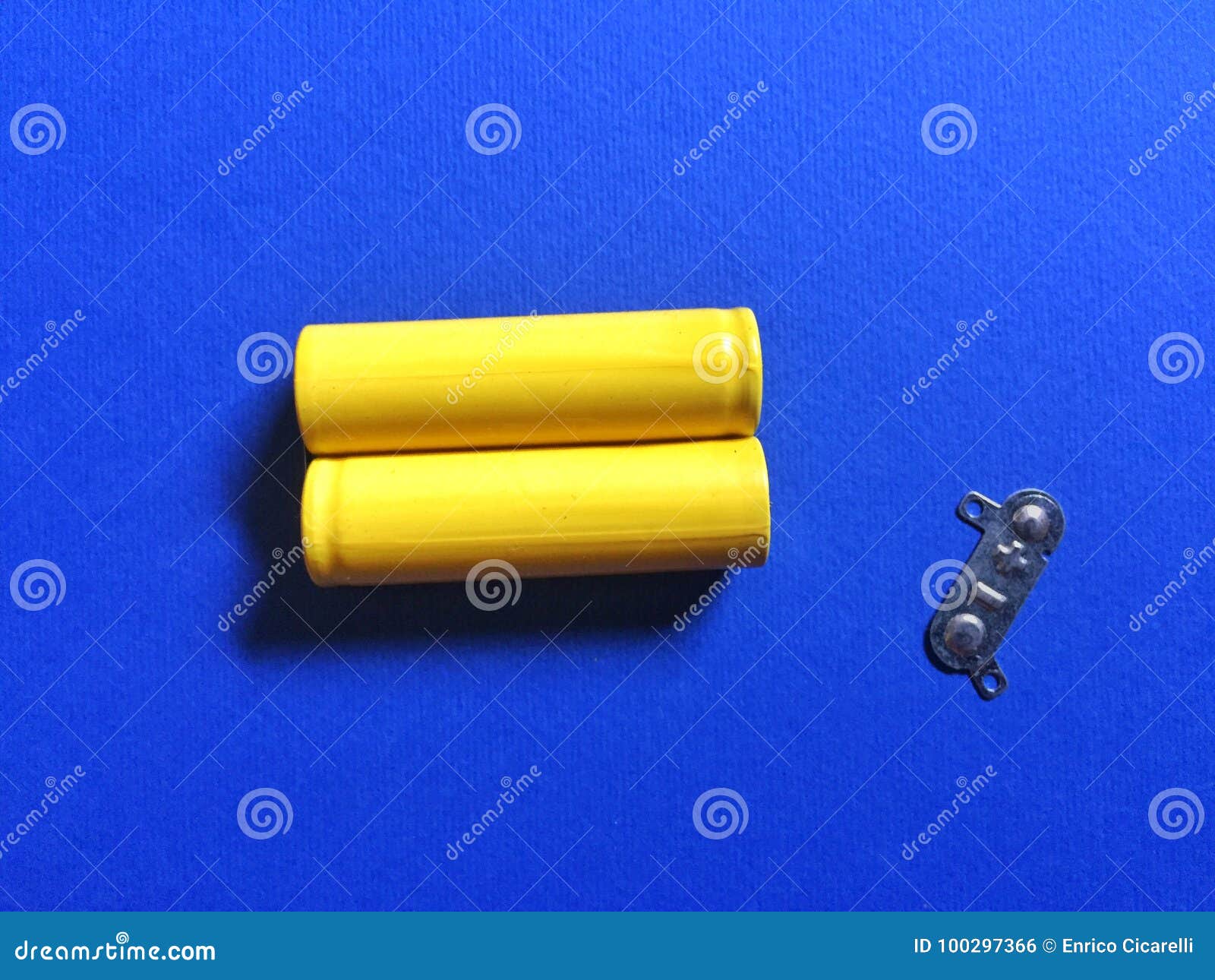 Yellow batteries stock photo. Image of blue, representation - 100297366