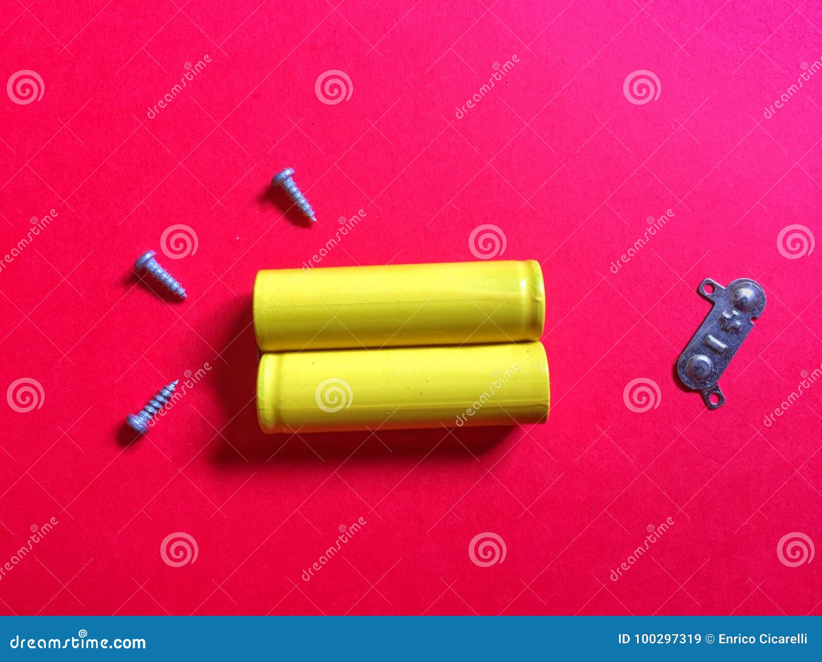 Yellow batteries stock image. Image of representing - 100297319