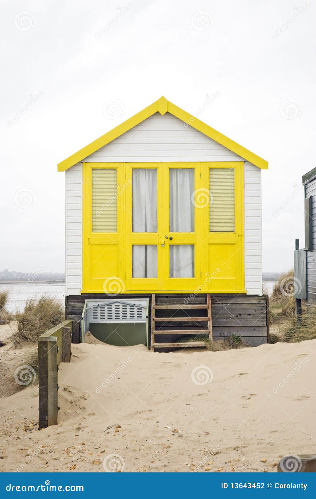 Yellow beach hut stock photo. Image of steps, home, design - 13643452