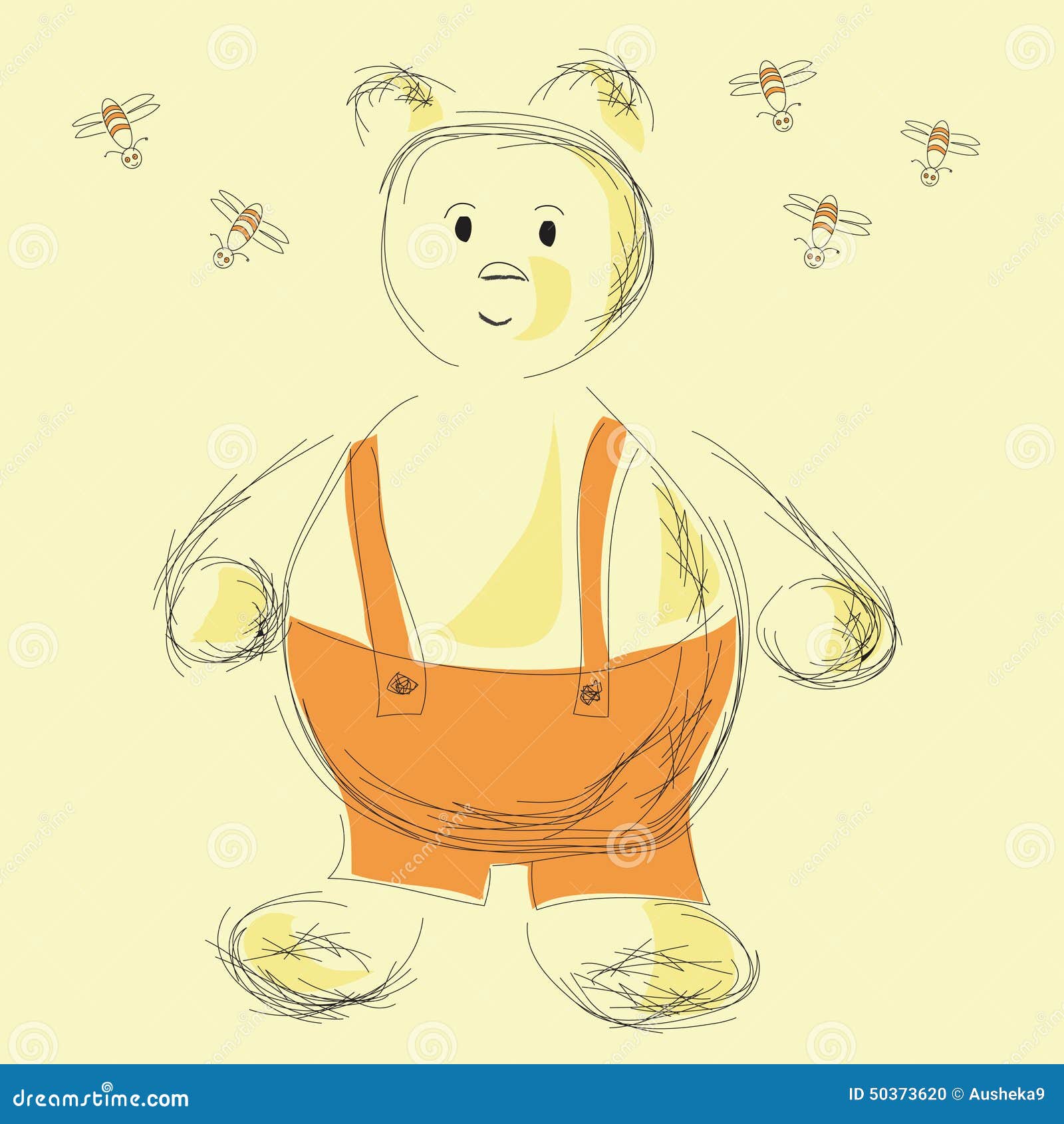 Yellow bear stock vector. Illustration of cartoon, vector - 50373620