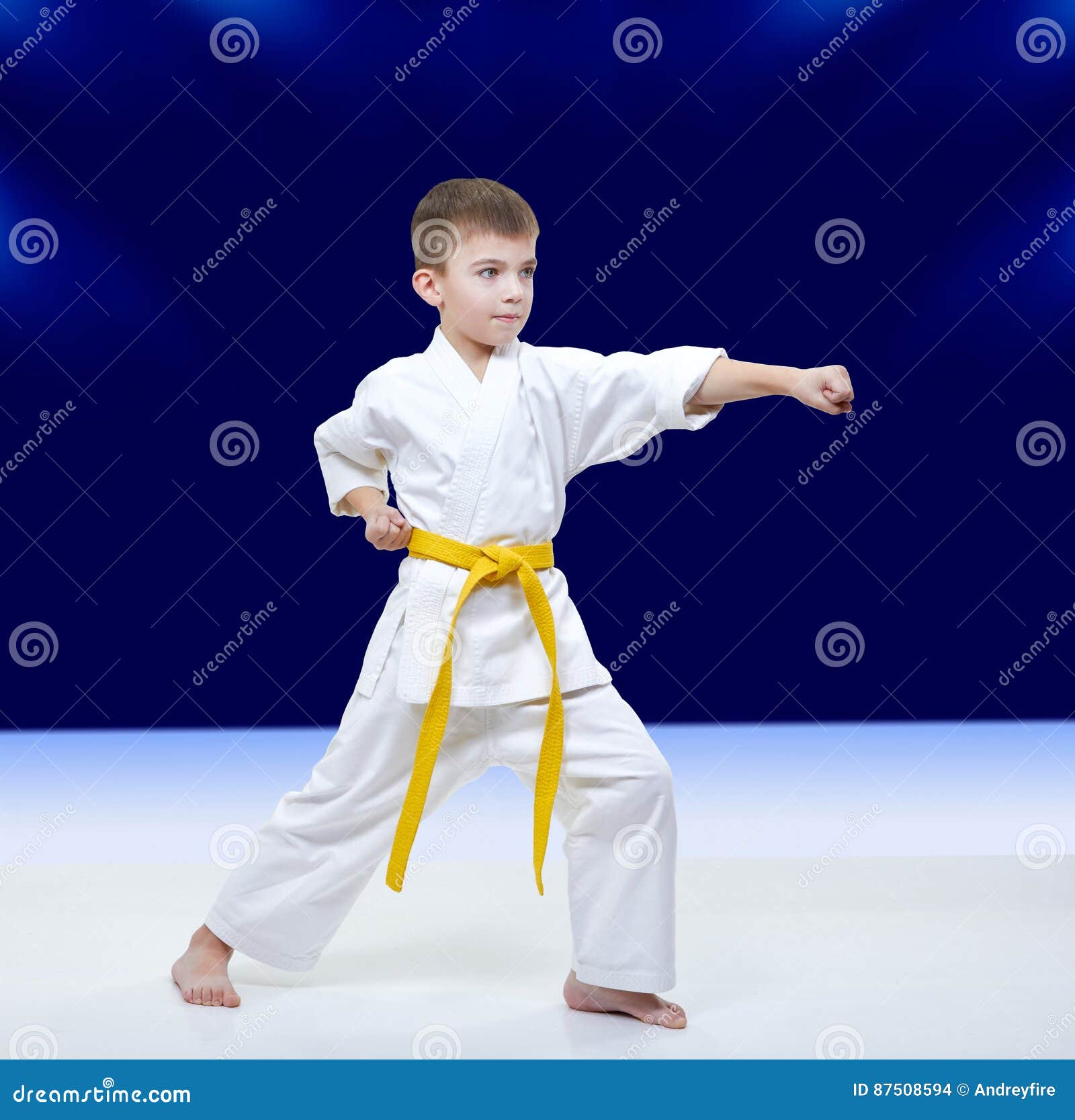 With Yellow Belt Athlete Beats Punch Arm Stock Photo - Image of ...