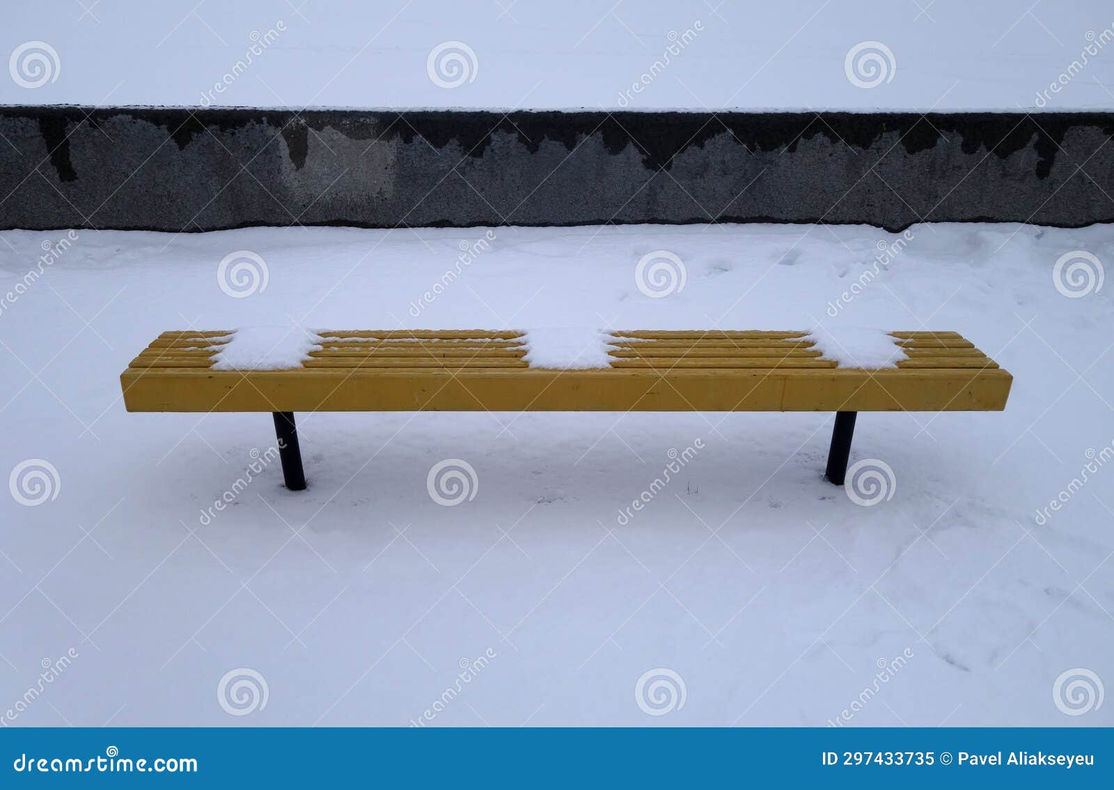 Yellow Bench Covered with Snow Stock Image - Image of recreation, urban ...