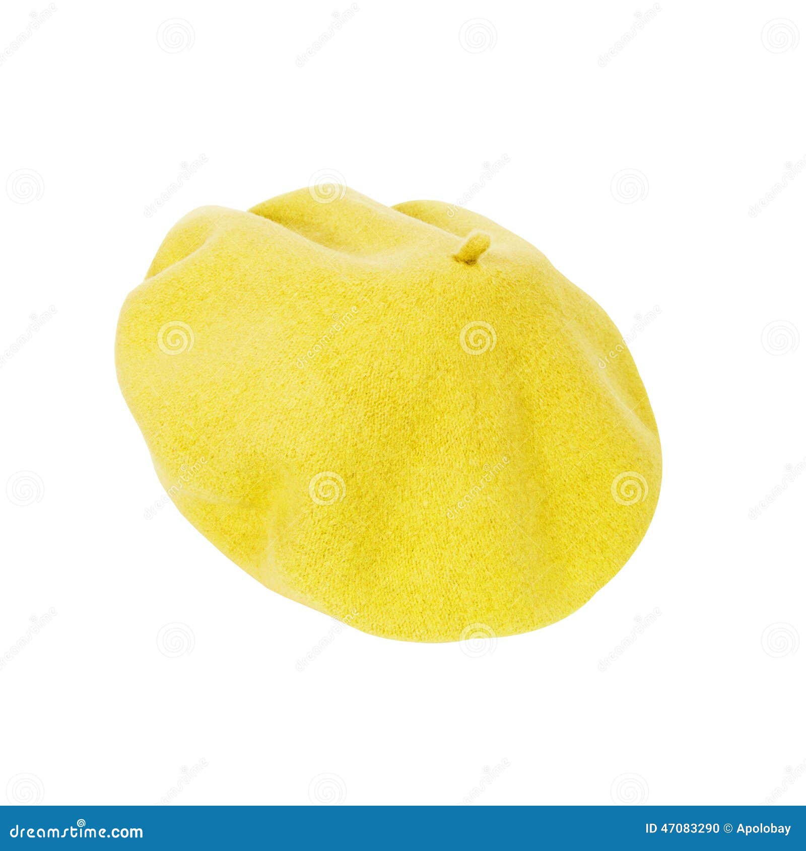 Yellow Beret Isolated on White Background Stock Photo - Image of ...