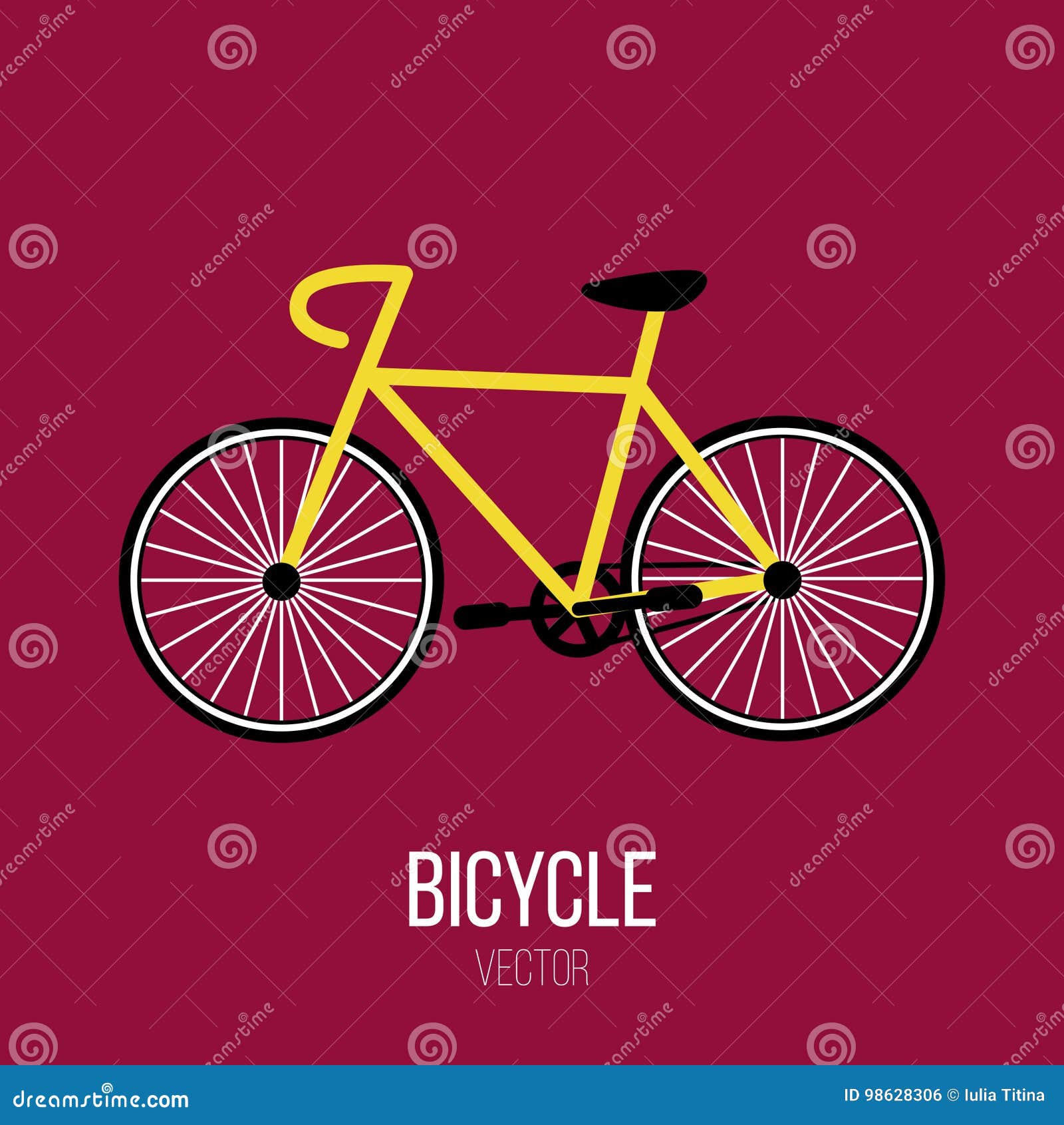 Yellow Bicycle Bike Vector Isolated Element Stock Vector - Illustration ...